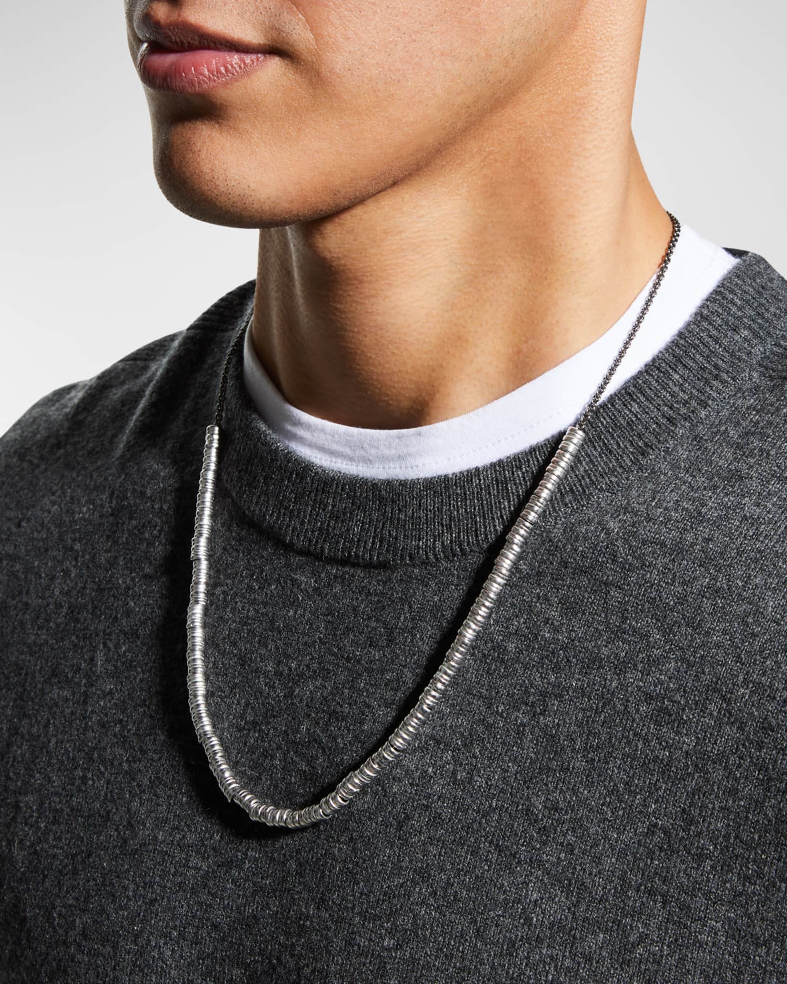 Armenta Men's Sterling Silver Disc Chain Necklace | Neiman Marcus