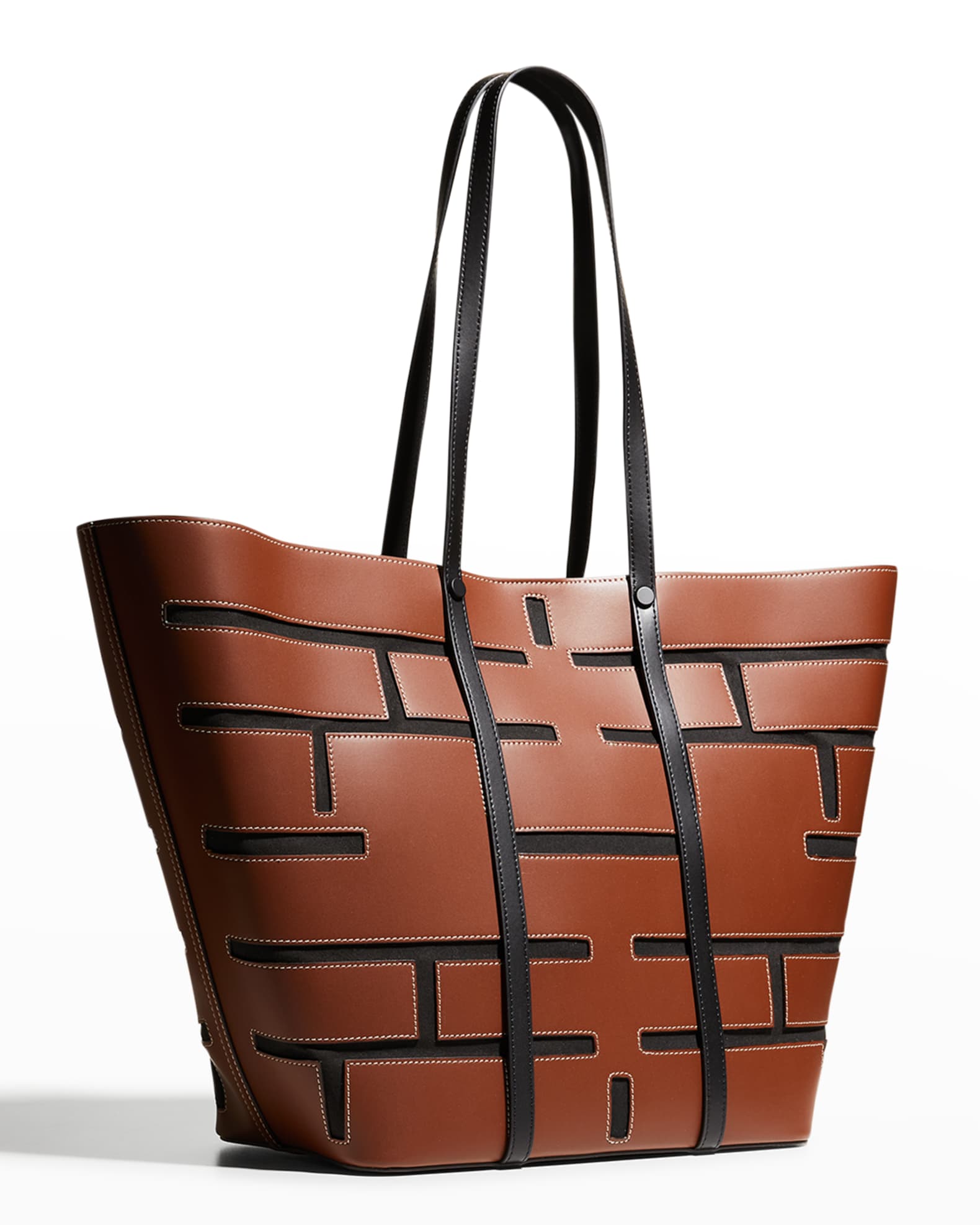 FRAME Plaque Cutout Leather Tote Bag | Neiman Marcus