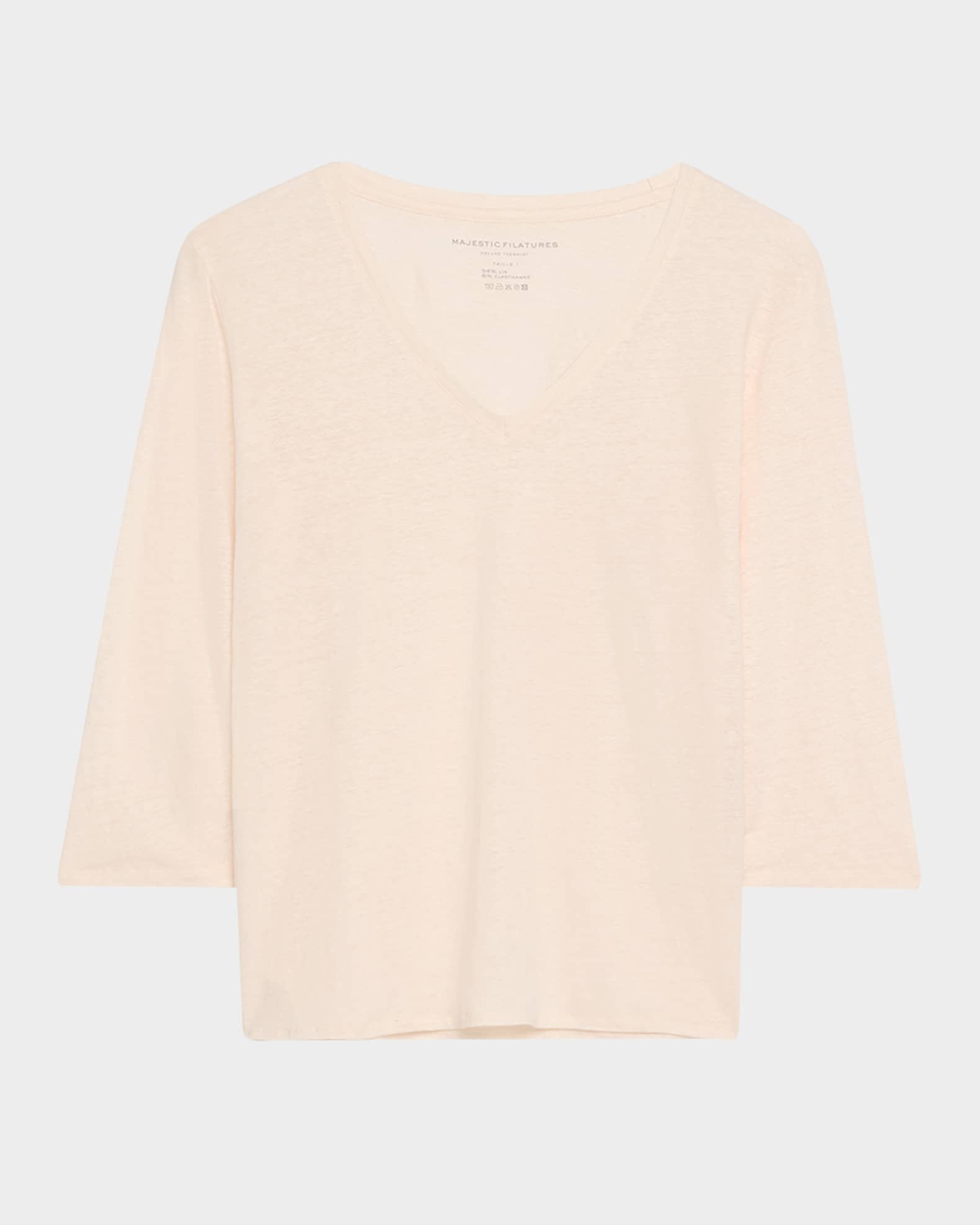 Majestic V-Neck Stretch Linen Tee | Neiman Marcus
