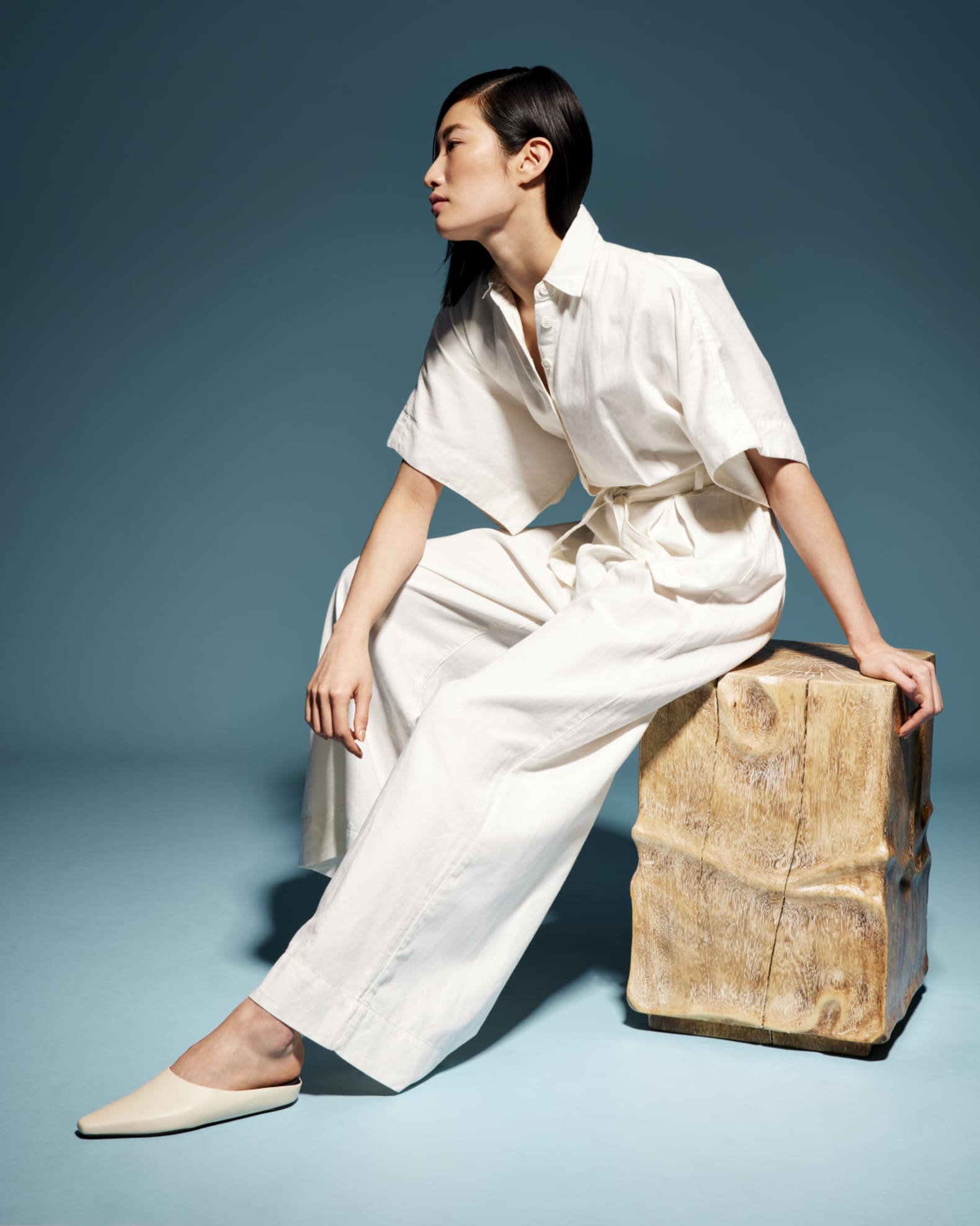 Triarchy Belted Wide-Leg Denim Caftan Jumpsuit | Neiman Marcus