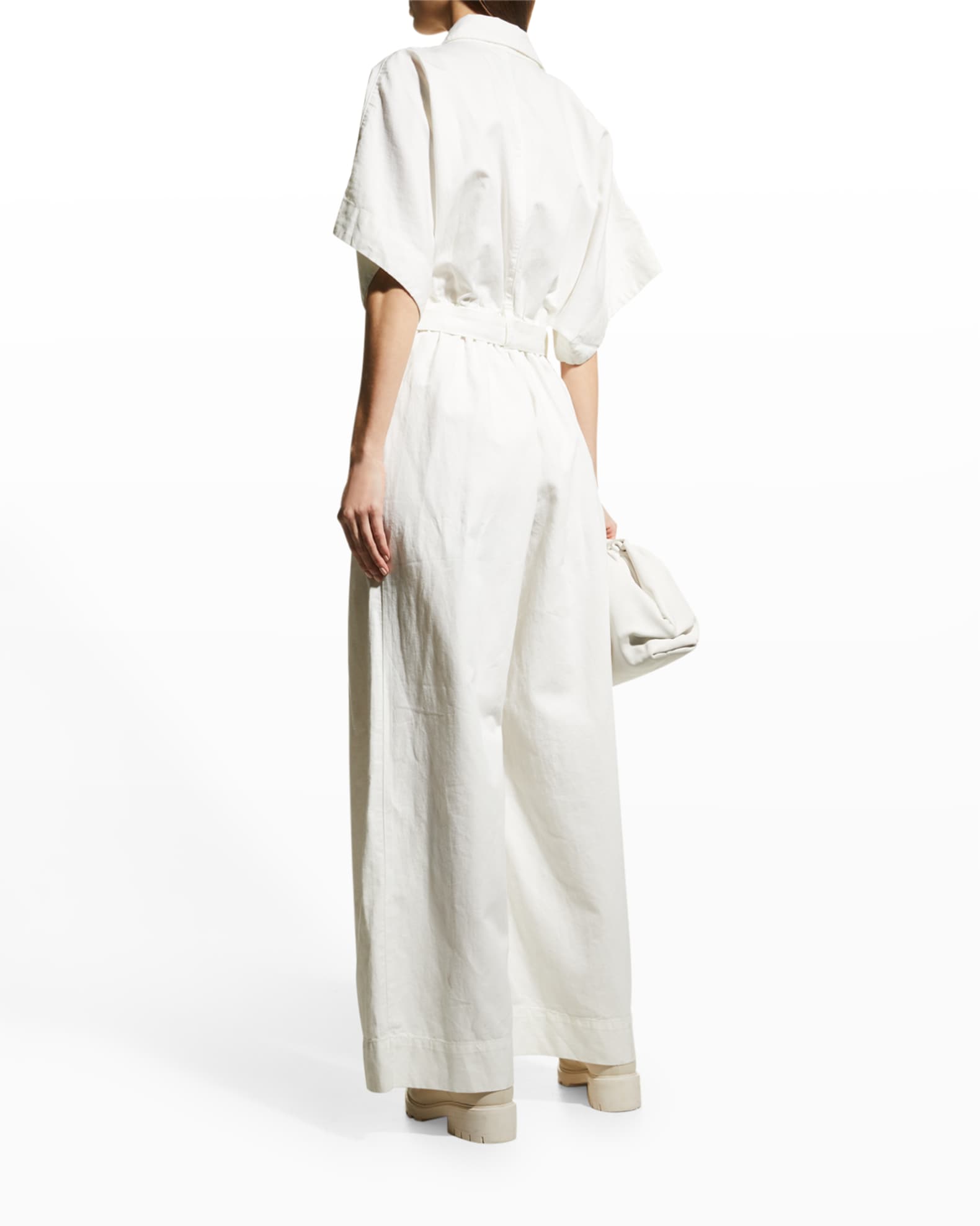Triarchy Belted Wide-Leg Denim Caftan Jumpsuit | Neiman Marcus