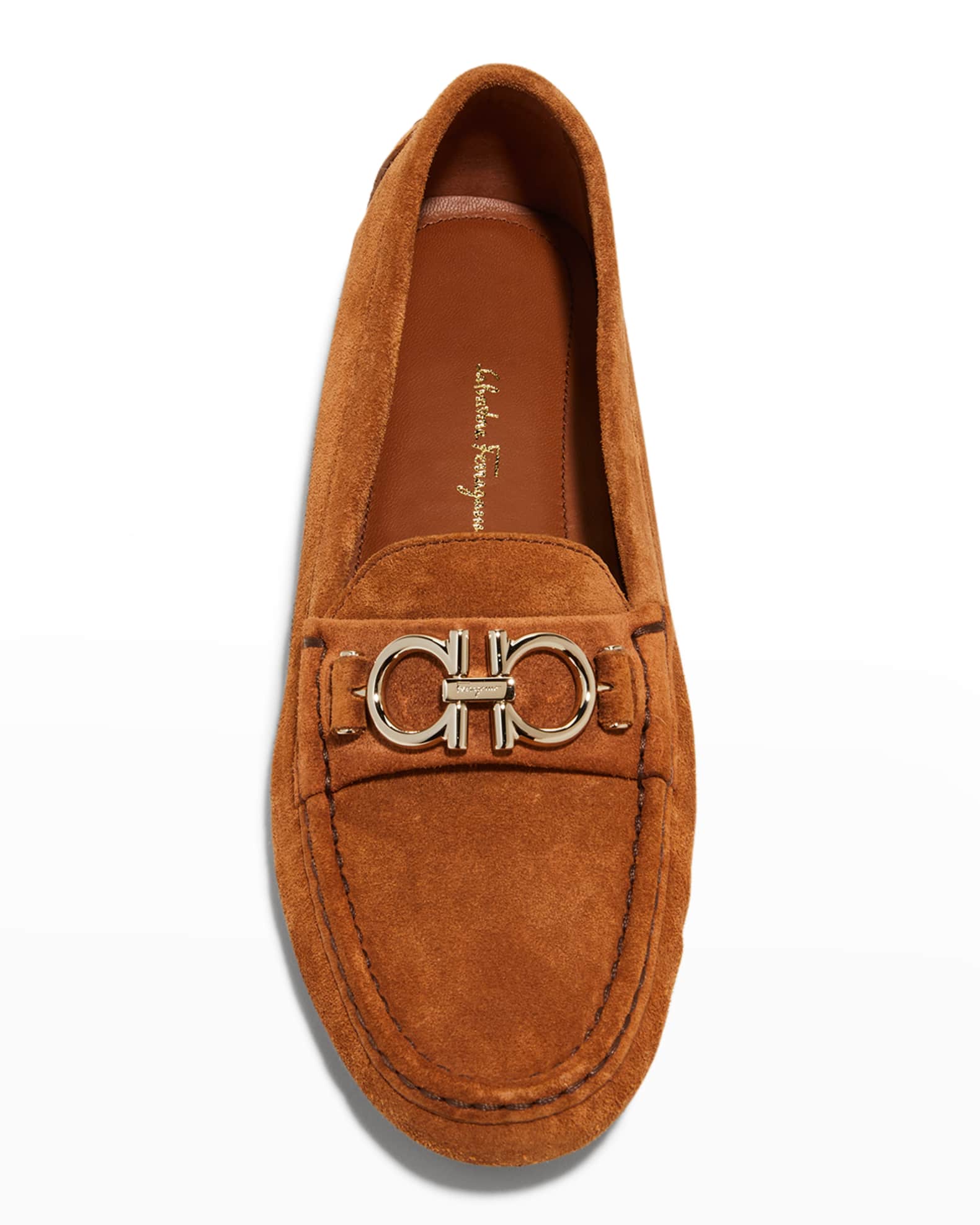 Salvatore Ferragamo Suede Gancio Driver Loafers | Neiman Marcus