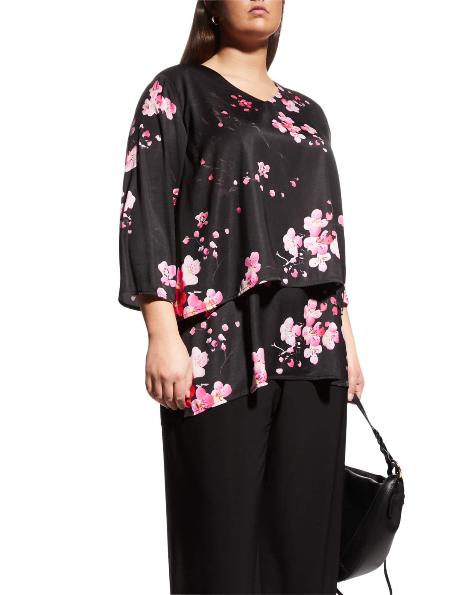 Caroline Rose Plus Size Cherry Blossom Layered Tunic | Neiman Marcus