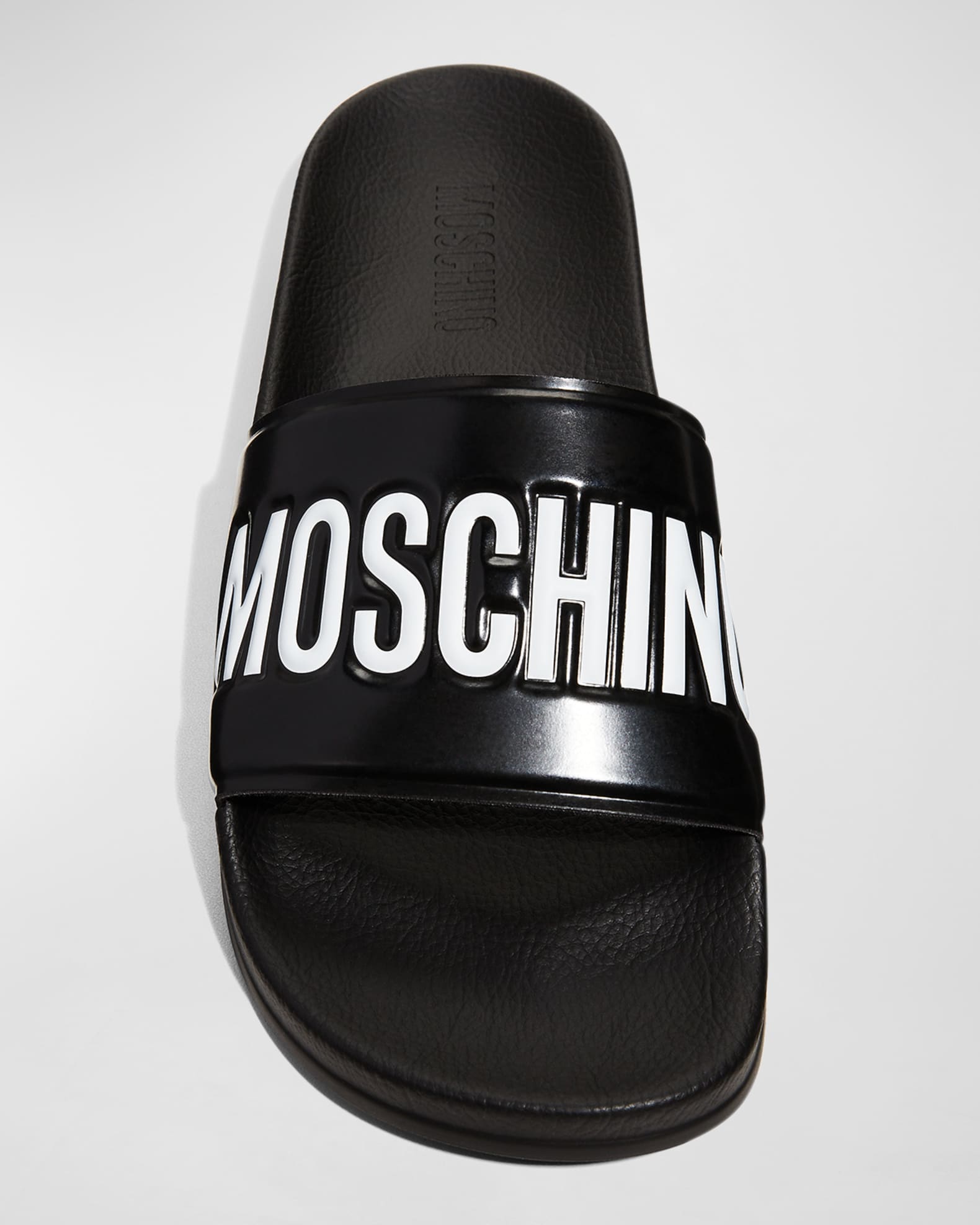 Moschino Men's Logo Rubber Pool Slides | Neiman Marcus