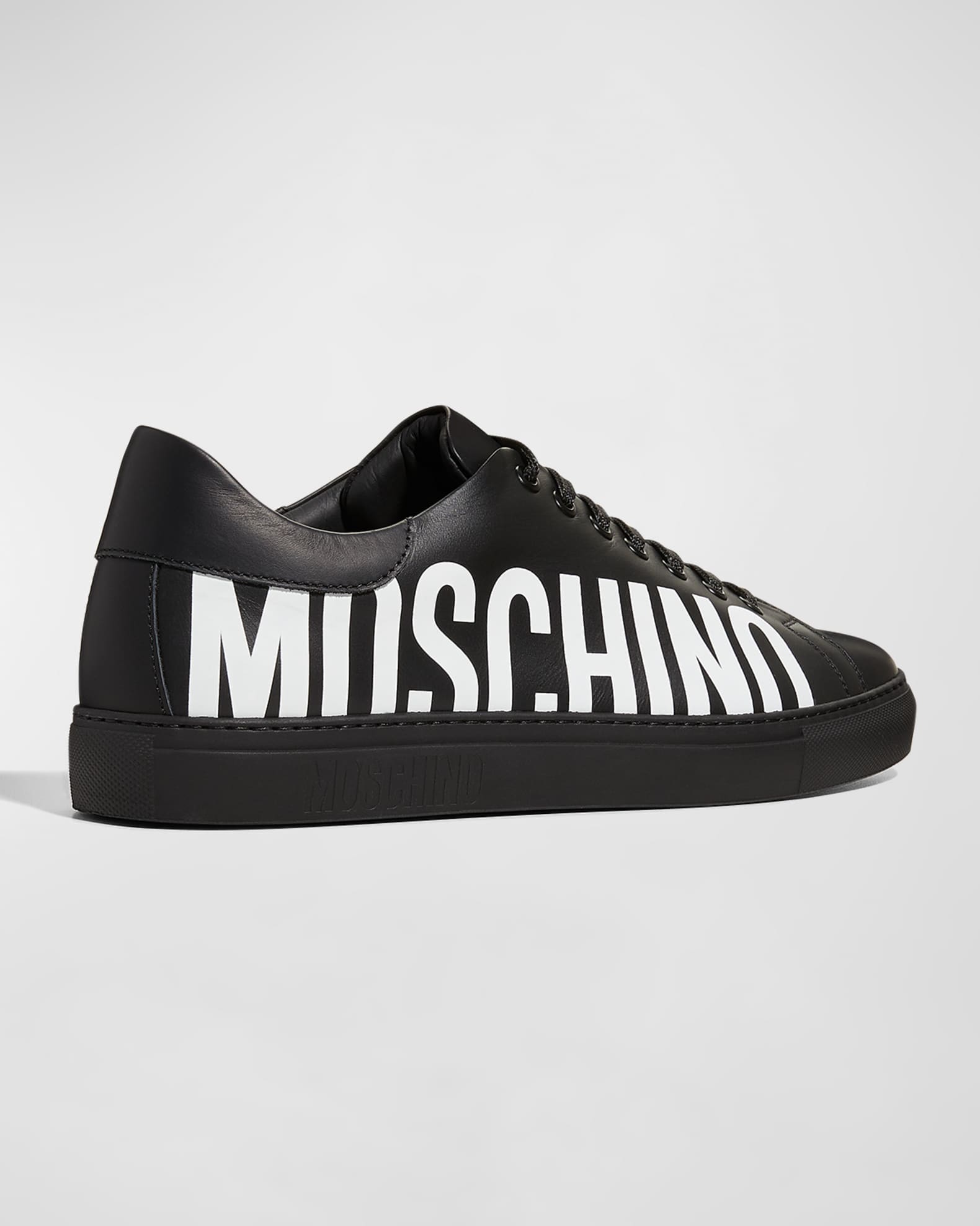 Moschino Men's Logo Leather Low-Top Sneakers | Neiman Marcus