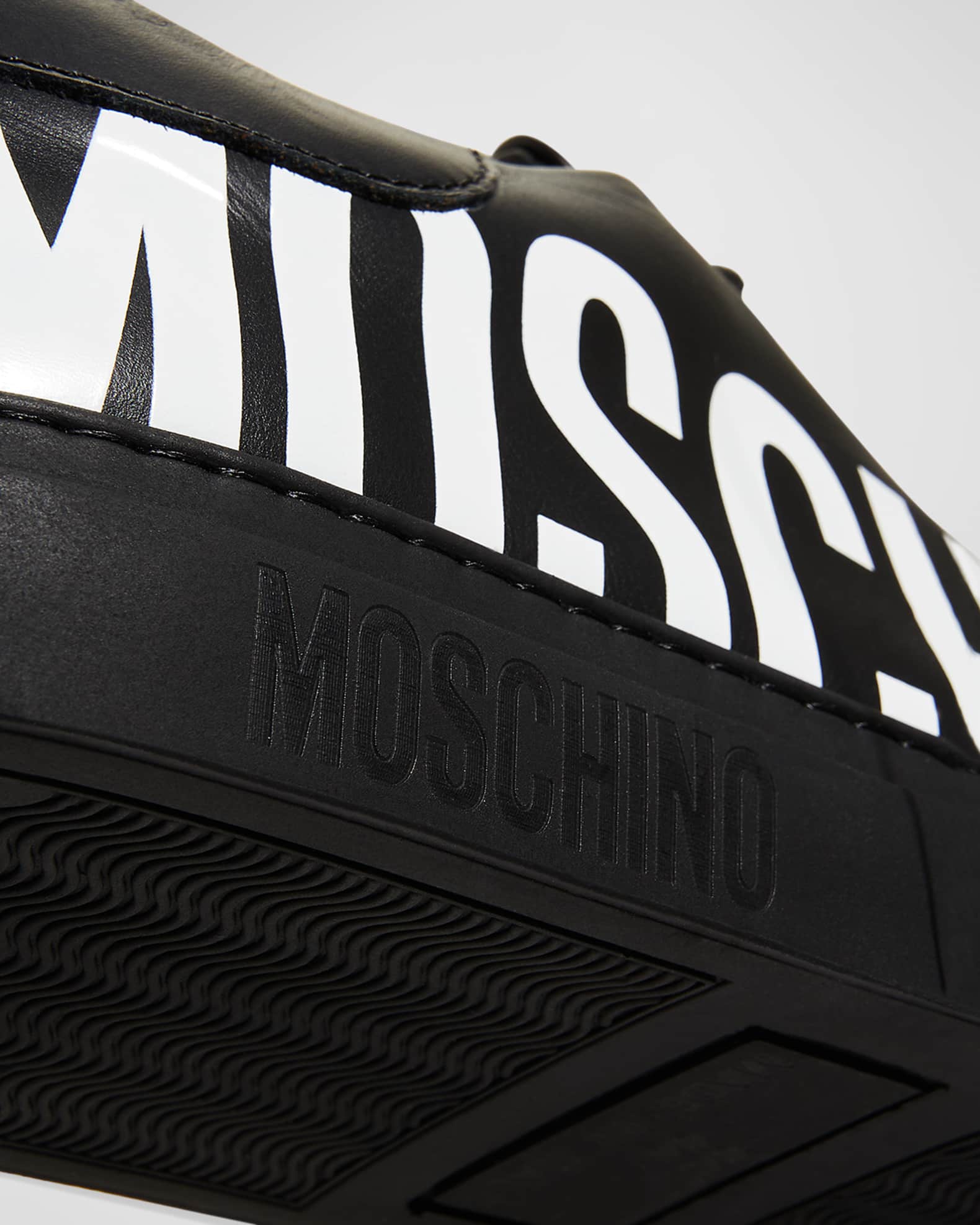 Moschino Men's Logo Leather Low-Top Sneakers | Neiman Marcus