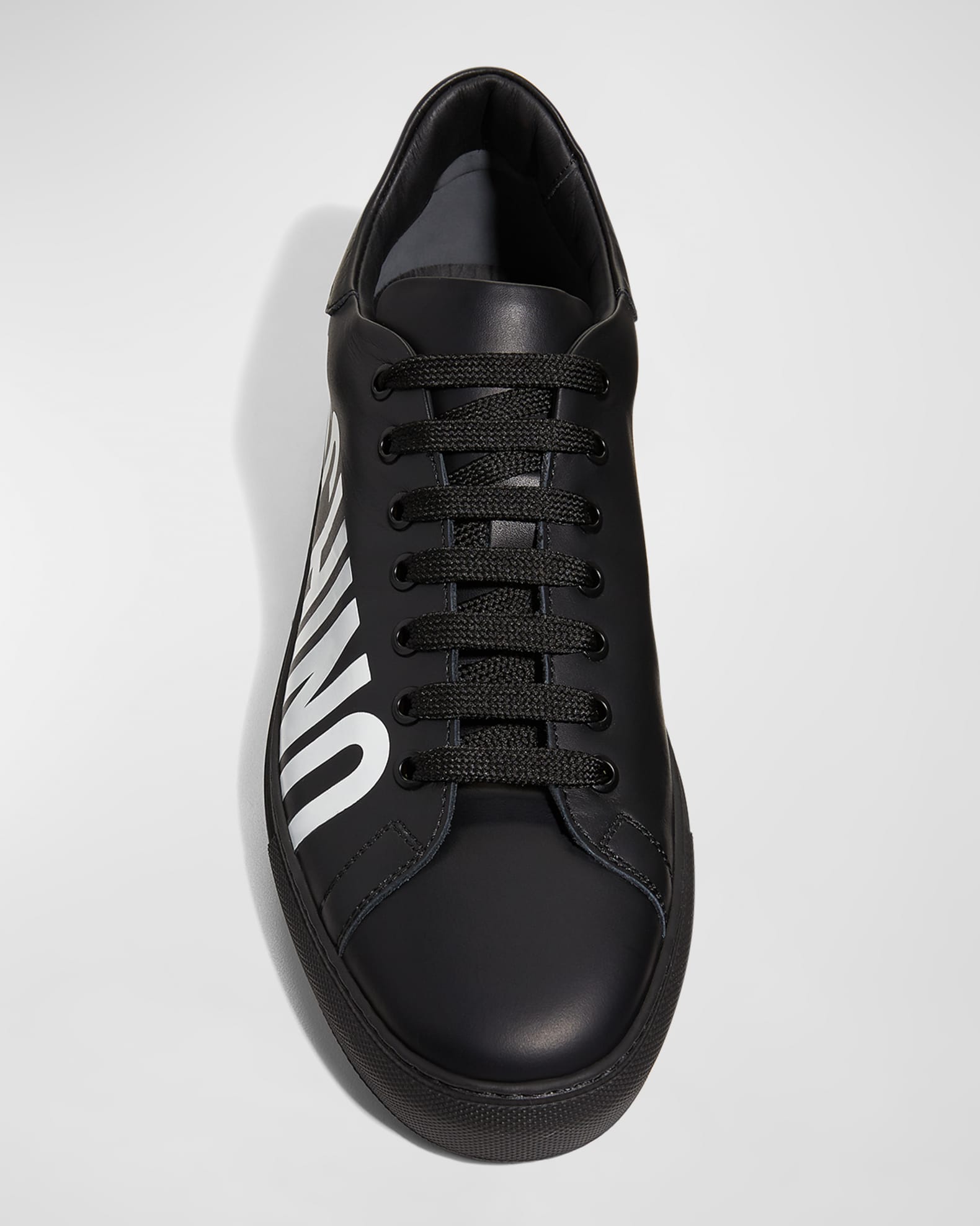 Moschino Men's Logo Leather Low-Top Sneakers | Neiman Marcus