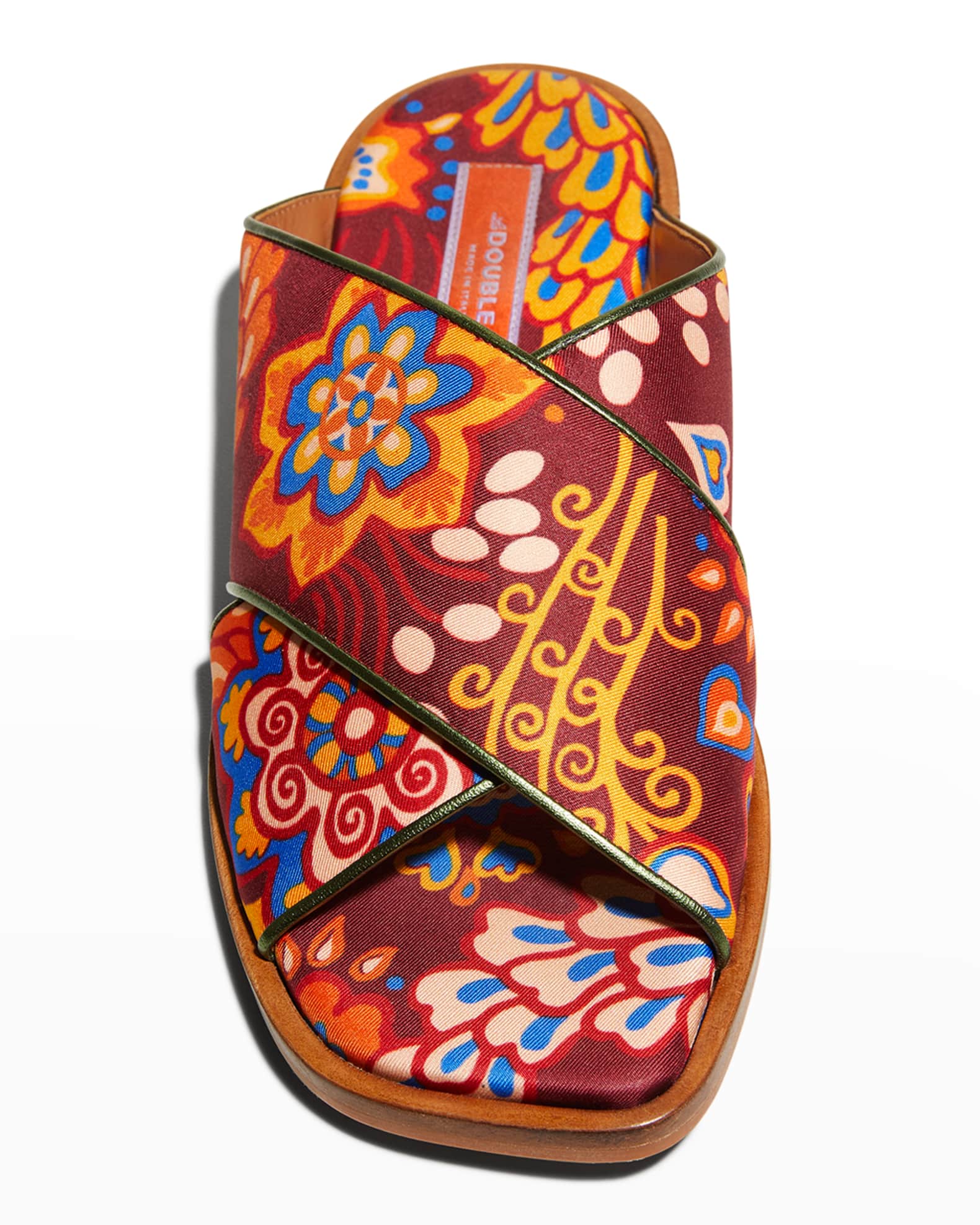 La DoubleJ Printed Crisscross Flat Sandals | Neiman Marcus