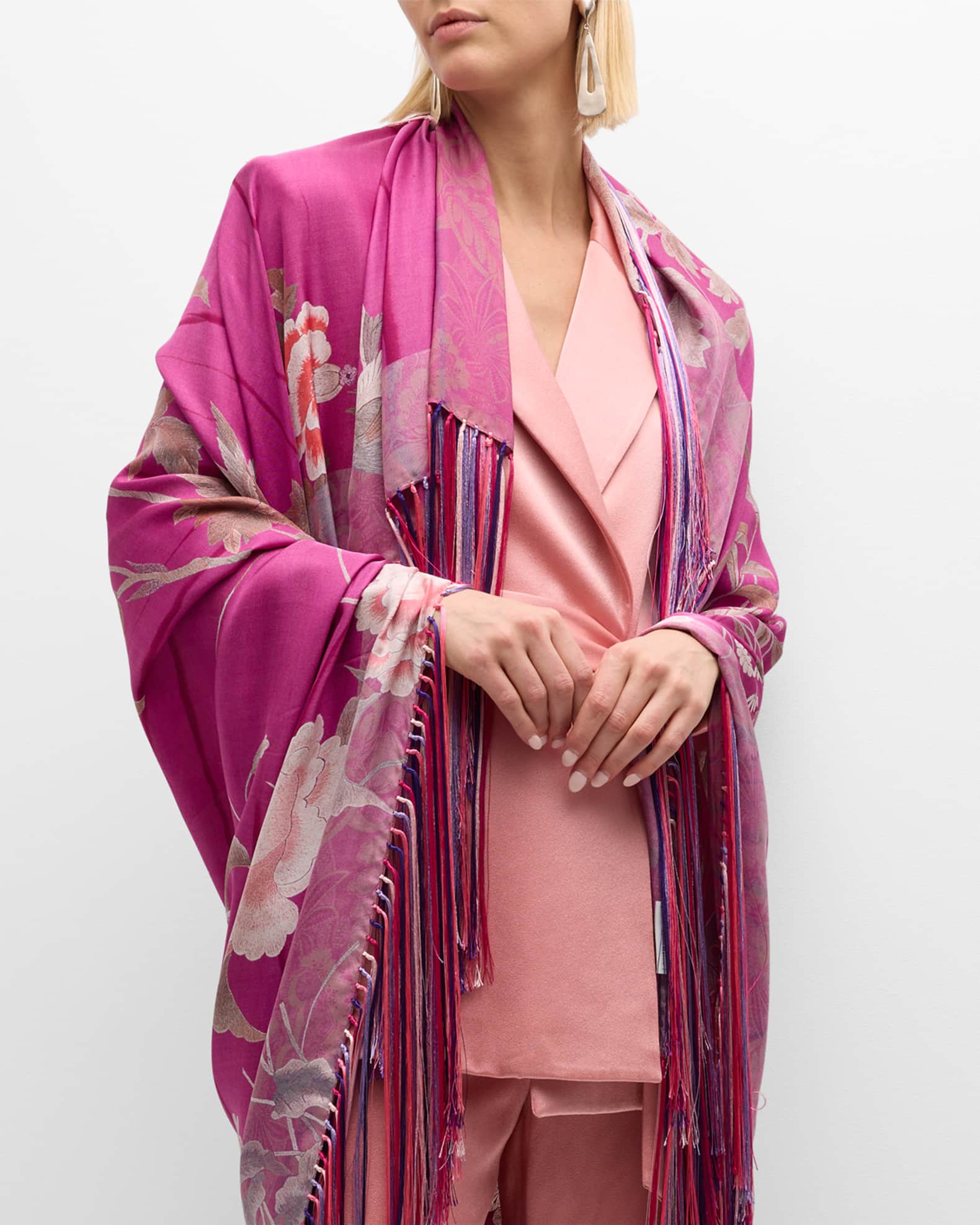 Pierre-Louis Mascia Multi-Color Patterned Silk Shawl | Neiman Marcus