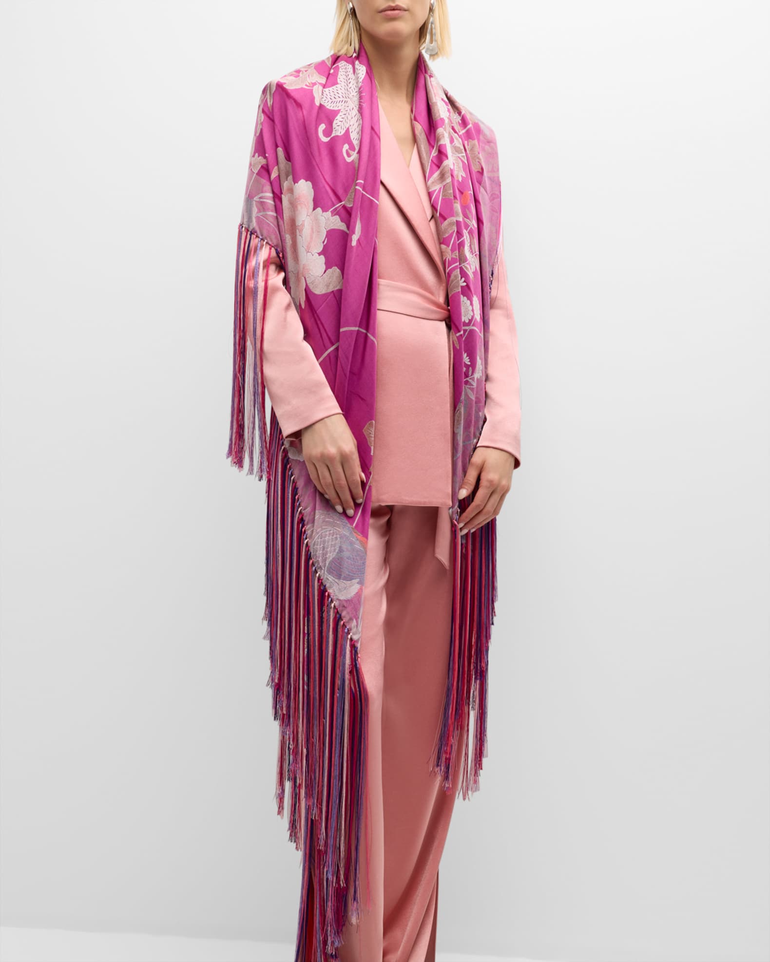 Pierre-Louis Mascia Multi-Color Patterned Silk Shawl | Neiman Marcus