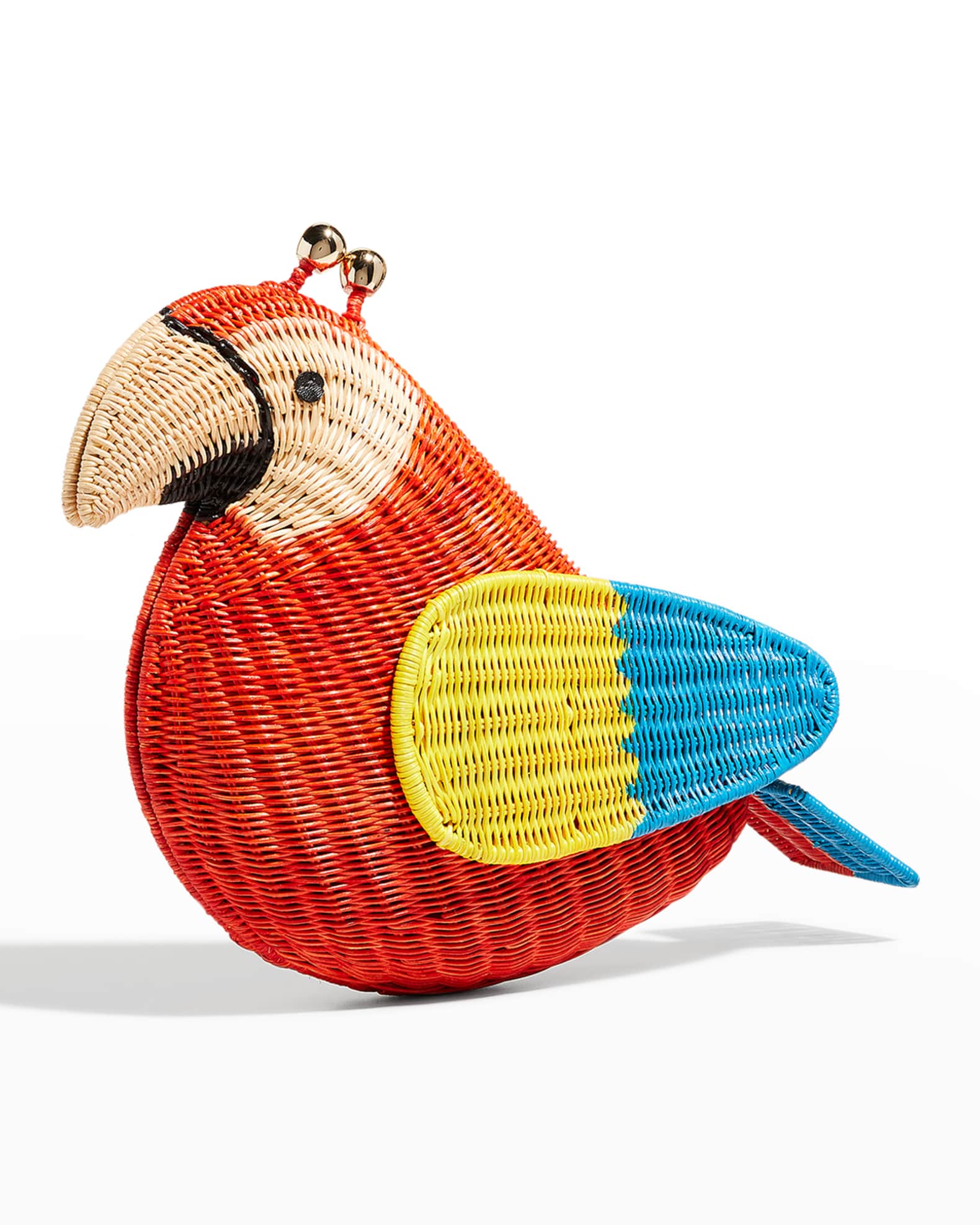 Serpui Cissa Parrot Wicker Crossbody Bag | Neiman Marcus