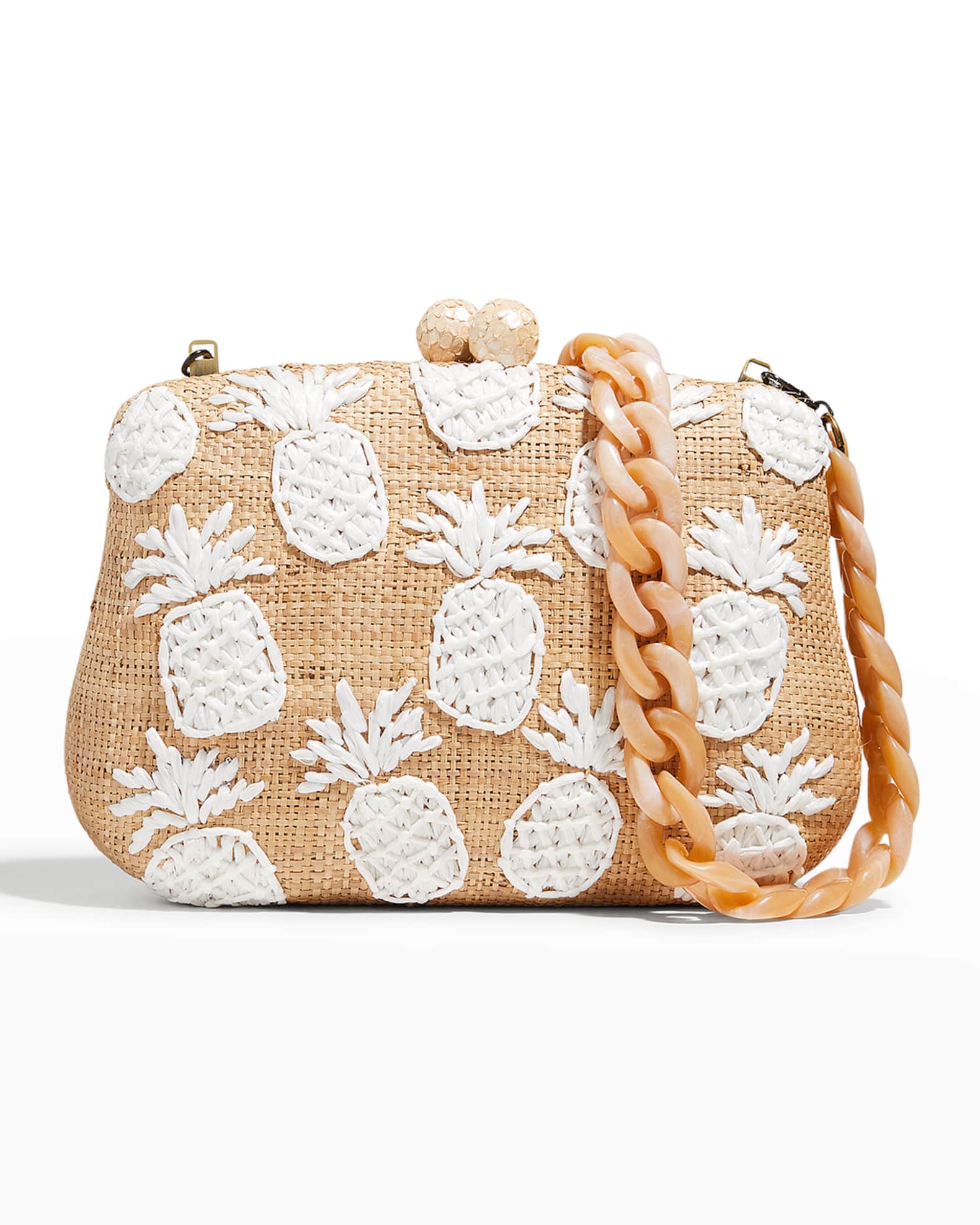 Serpui Blair Pineapple Straw Clutch Bag | Neiman Marcus