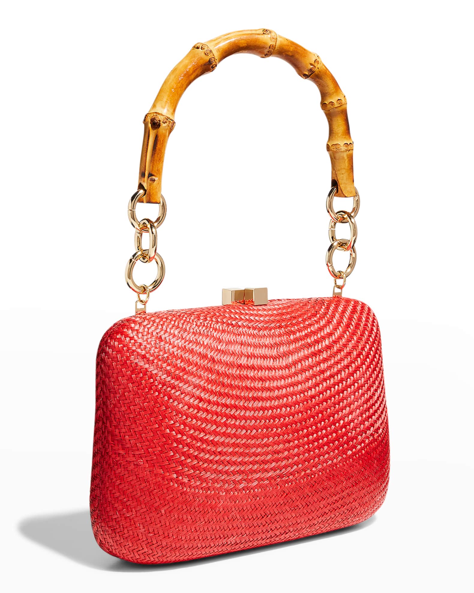 Serpui Mindy Bun Straw Top-Handle Bag | Neiman Marcus