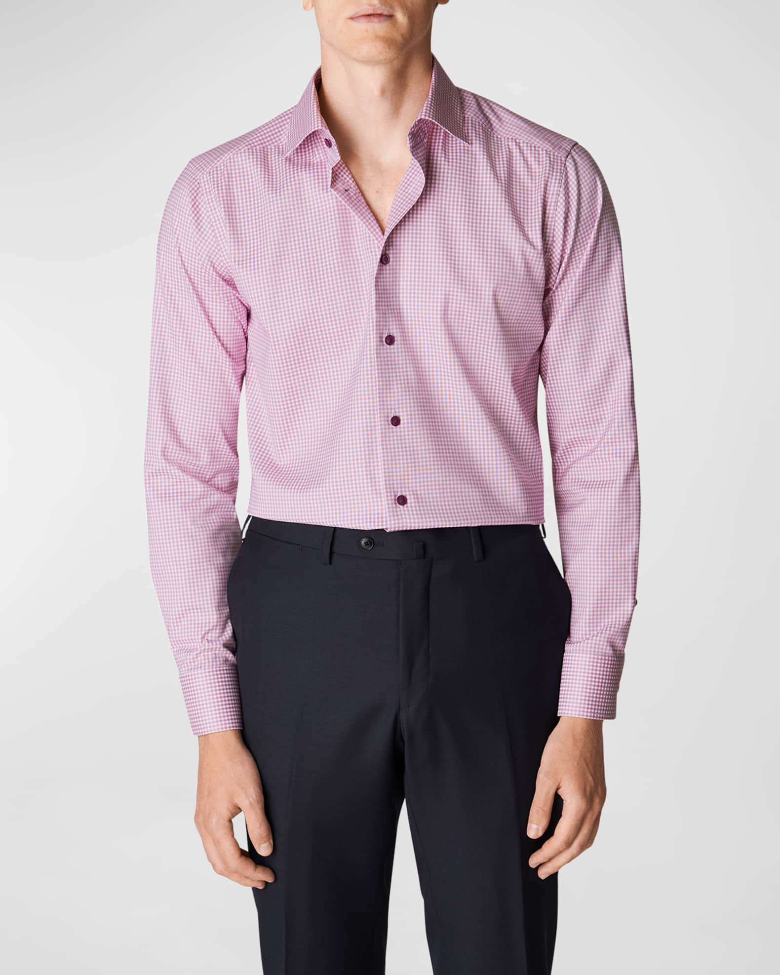 Eton Men's Check Cotton-Stretch Dress Shirt | Neiman Marcus