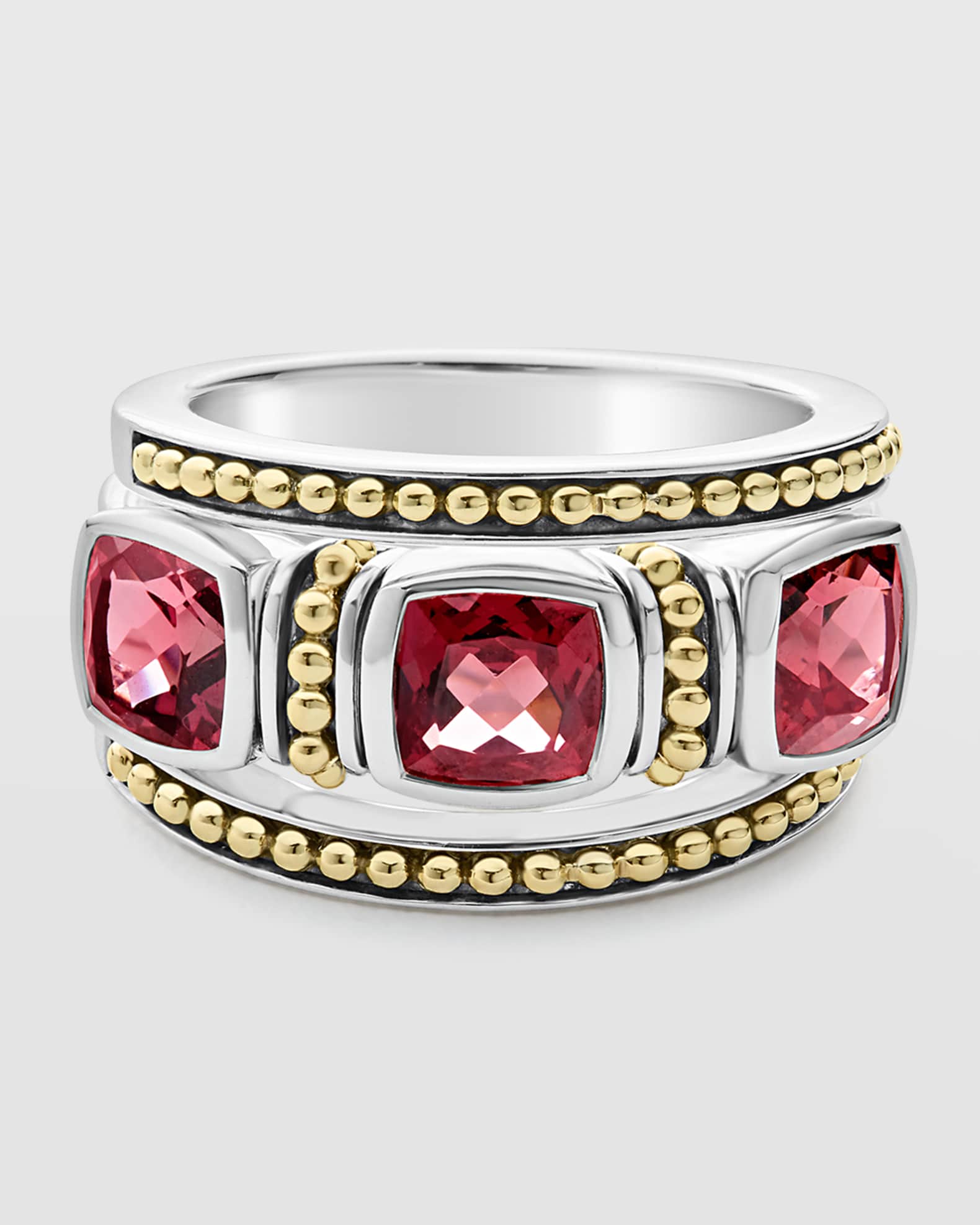 LAGOS Rittenhouse Rhodolite Garnet Triple 6mm Cushion-Set Ring | Neiman ...