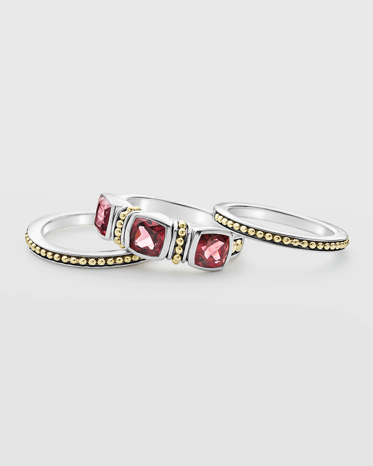 LAGOS Rittenhouse Rhodolite Garnet Triple 6mm Cushion-Set Ring | Neiman ...