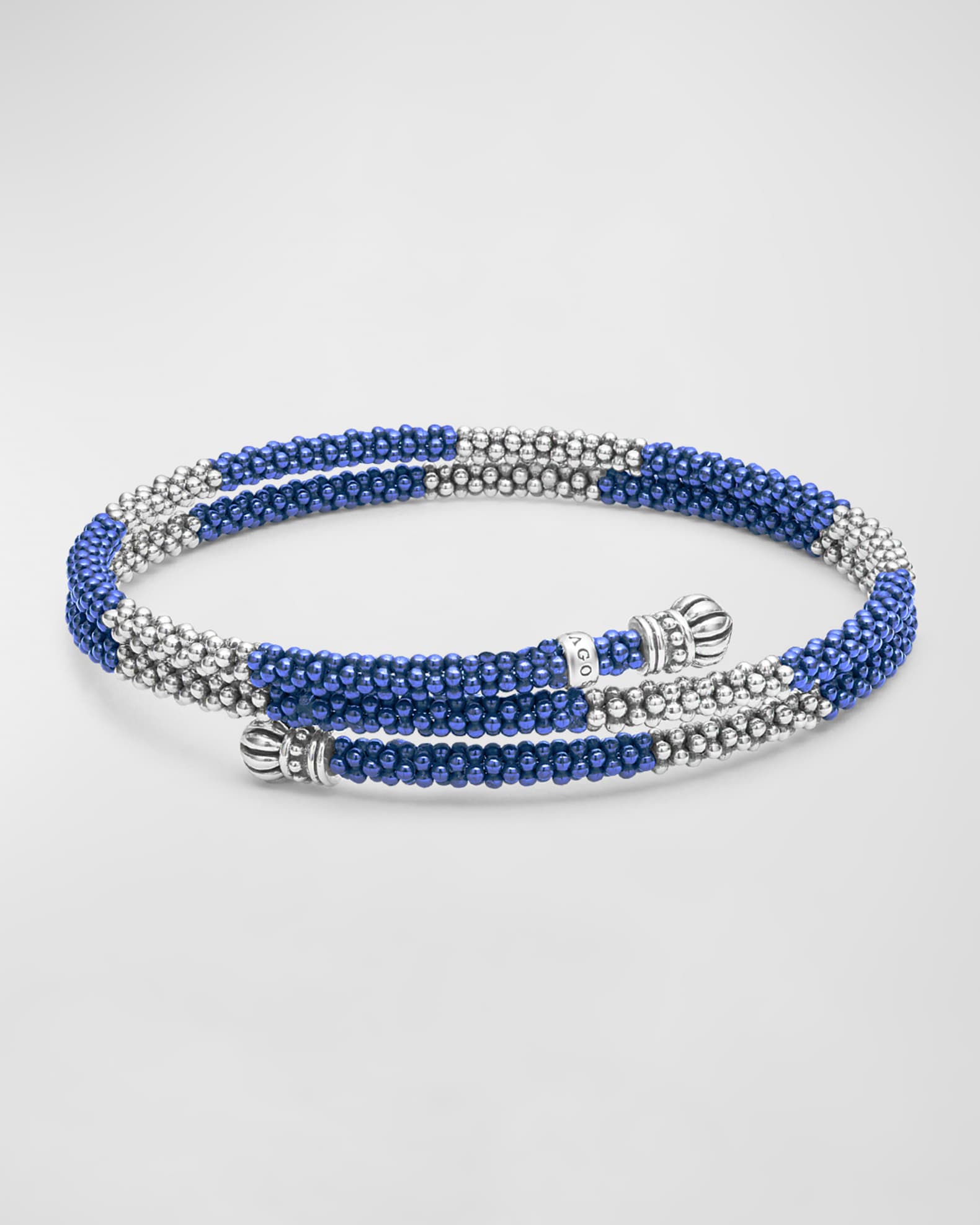 LAGOS Sterling Silver Blue Caviar Ultramarine Ceramic Coil Bracelet ...