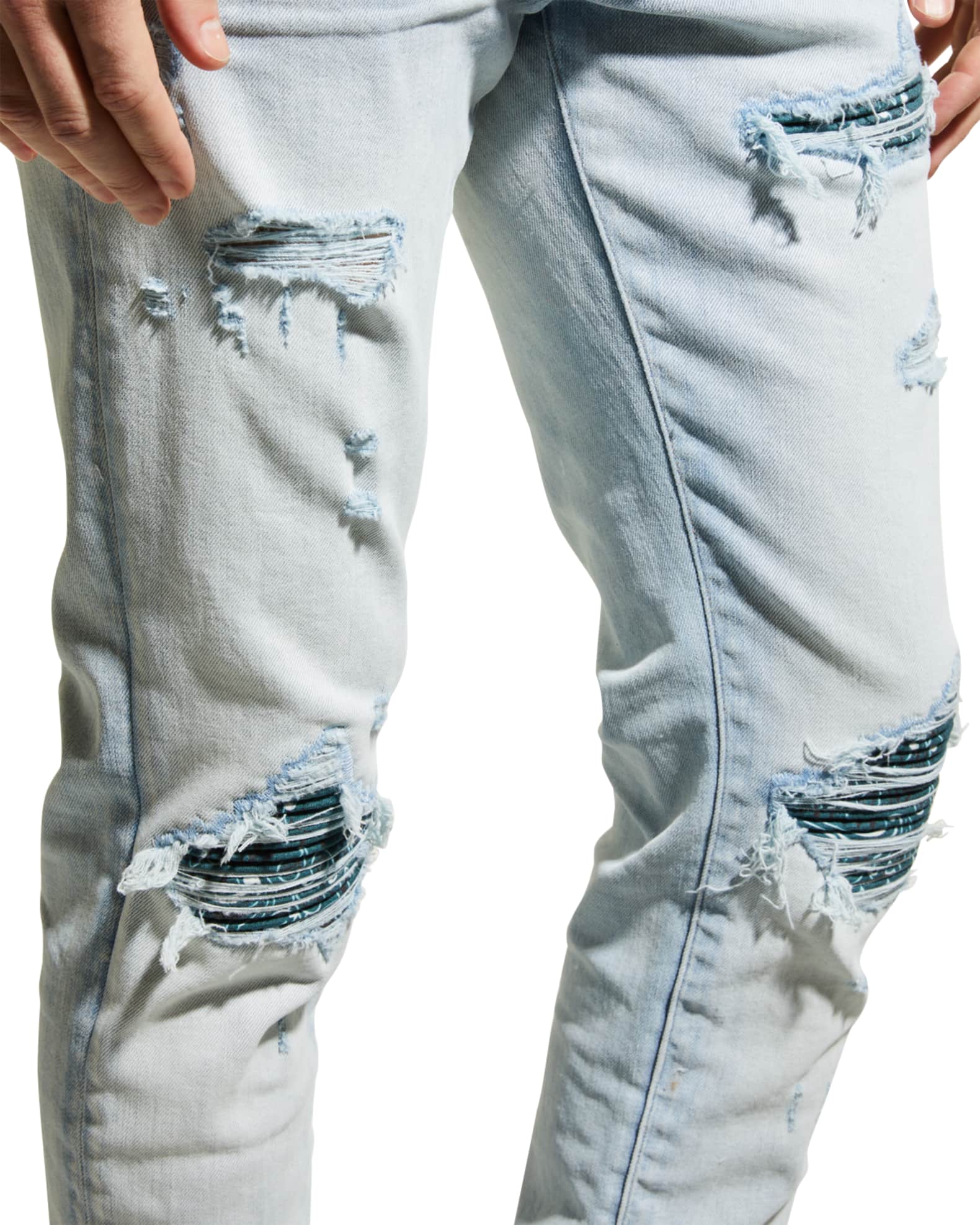 Amiri Men's MX1 Bandana Rip/Repair Skinny Jeans | Neiman Marcus