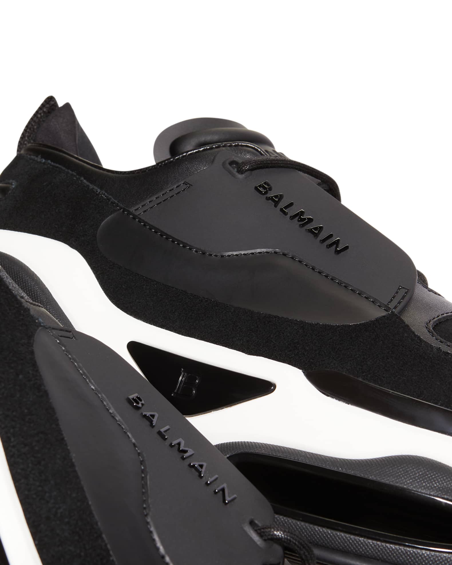 Balmain Men's B-Bold Leather-Suede Athletic Sneakers | Neiman Marcus