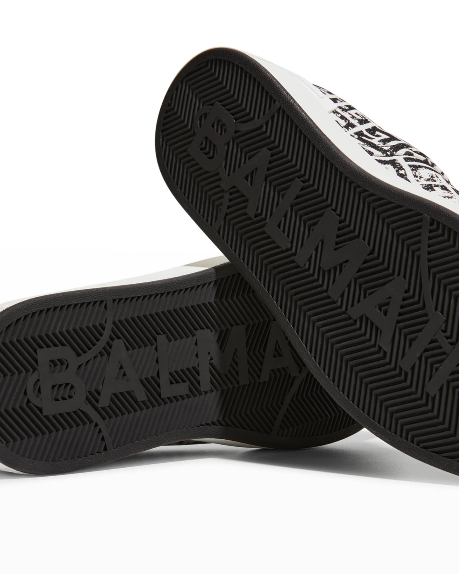 Balmain Men's Courtwashed Monogram Canvas Low-Top Sneakers | Neiman Marcus