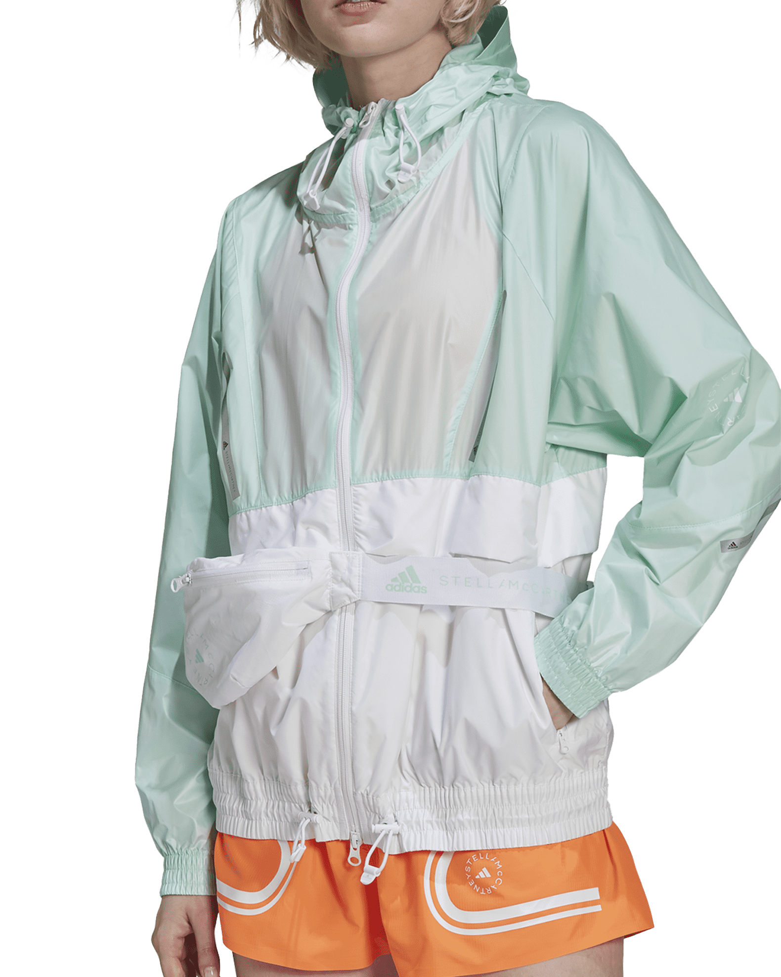 adidas by Stella McCartney Colorblock Hooded Windbreaker with Fanny ...
