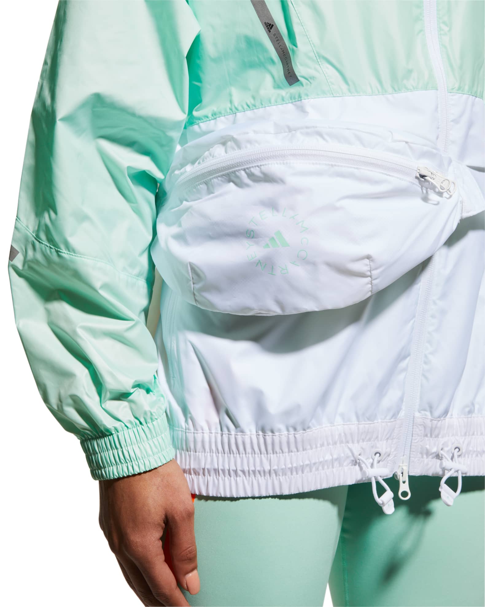 adidas by Stella McCartney Colorblock Hooded Windbreaker with Fanny ...