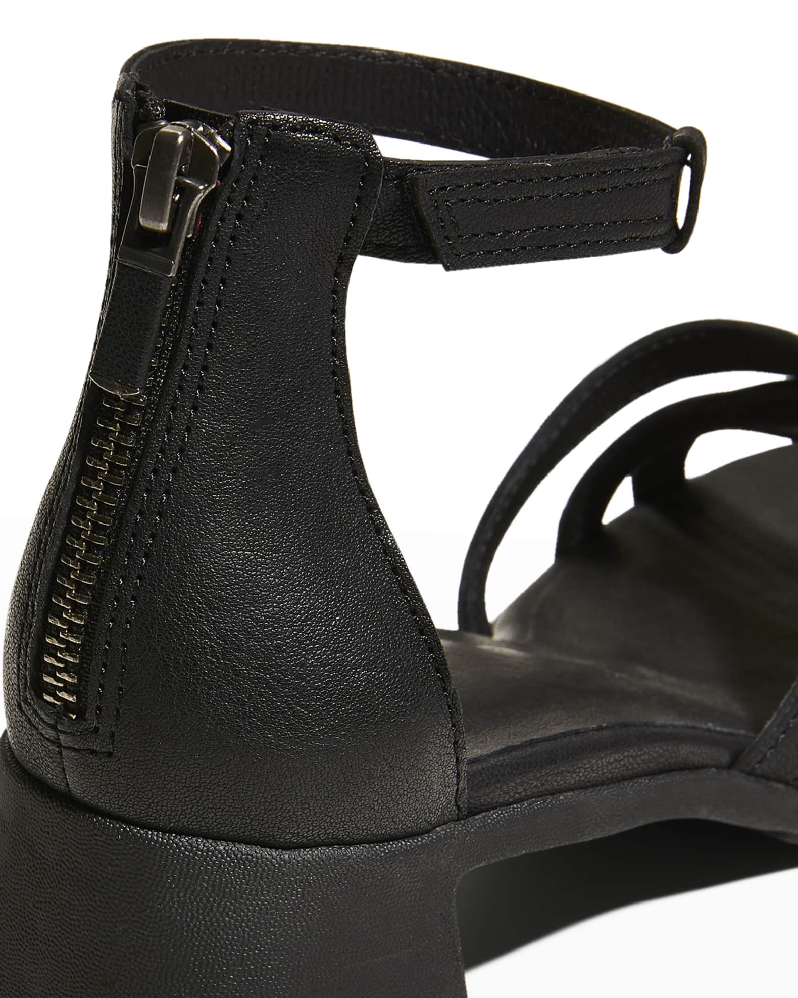 Eileen Fisher Noni Strappy Leather Zip-Cuff Sandals | Neiman Marcus