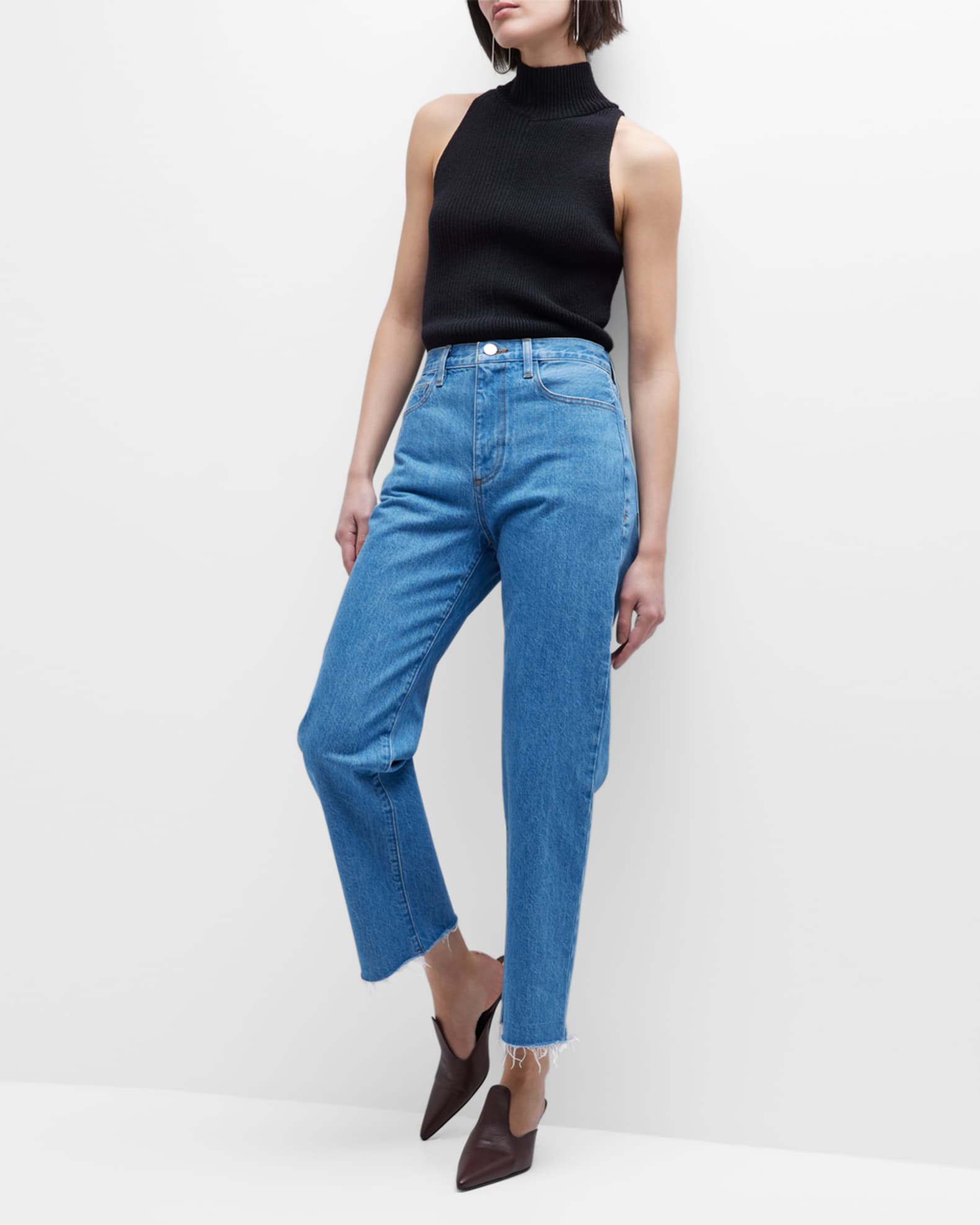 FRAME Le Jane Crop Raw-Hem Jeans | Neiman Marcus