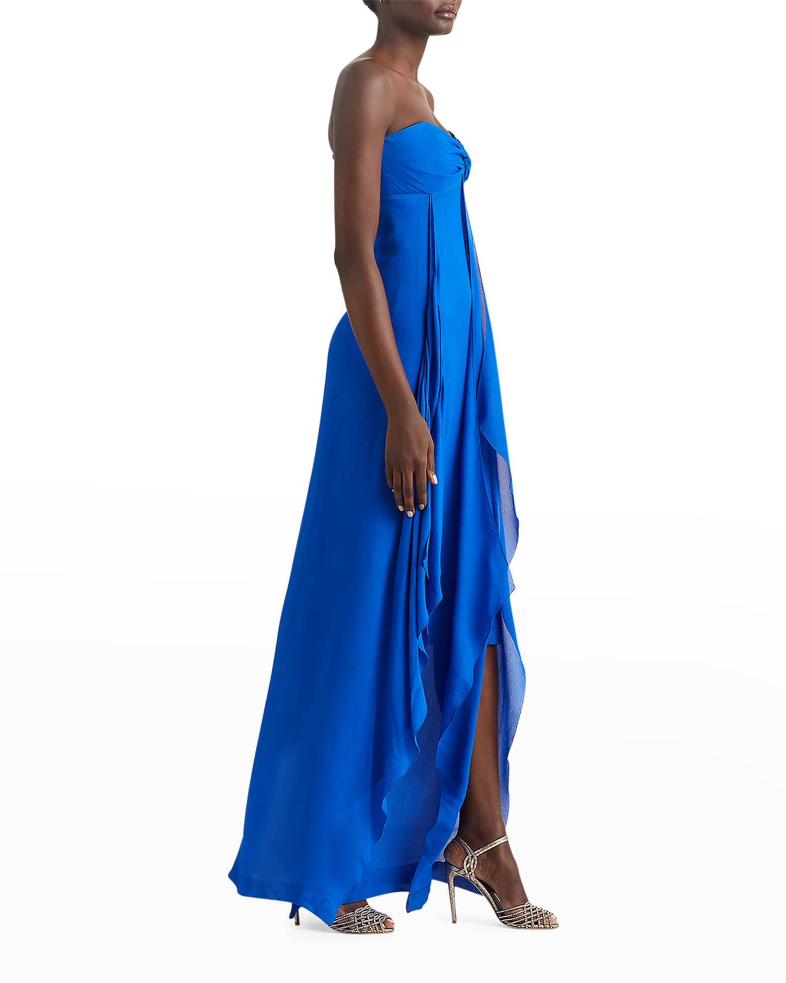 Ralph Lauren Collection Rhiannon Twist Strapless Cascading Ruffle Gown ...