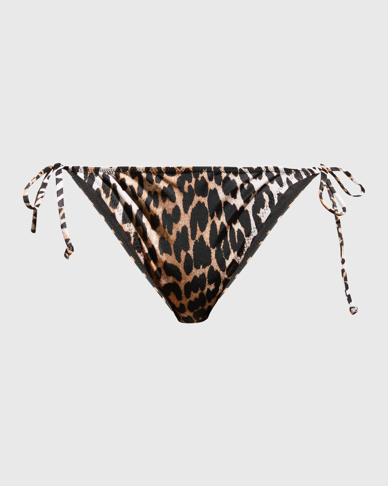 Ganni Leopard-Print String Bikini Bottoms | Neiman Marcus