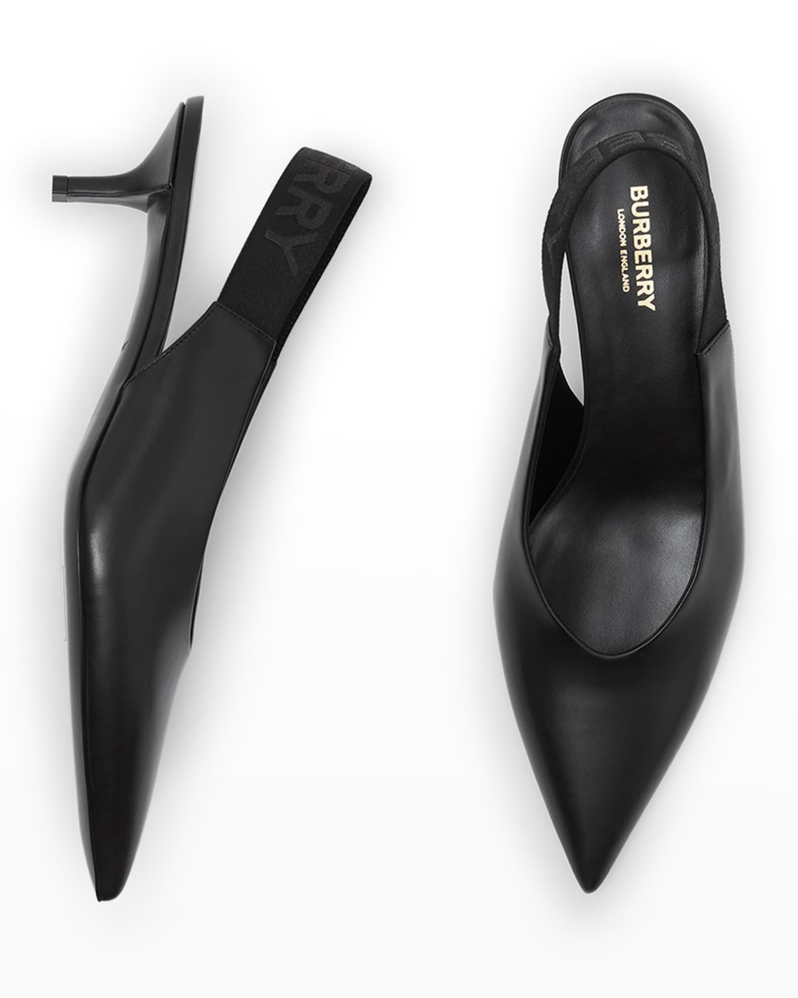 Burberry Malinda Leather Kitten-Heel Slingback Pumps | Neiman Marcus