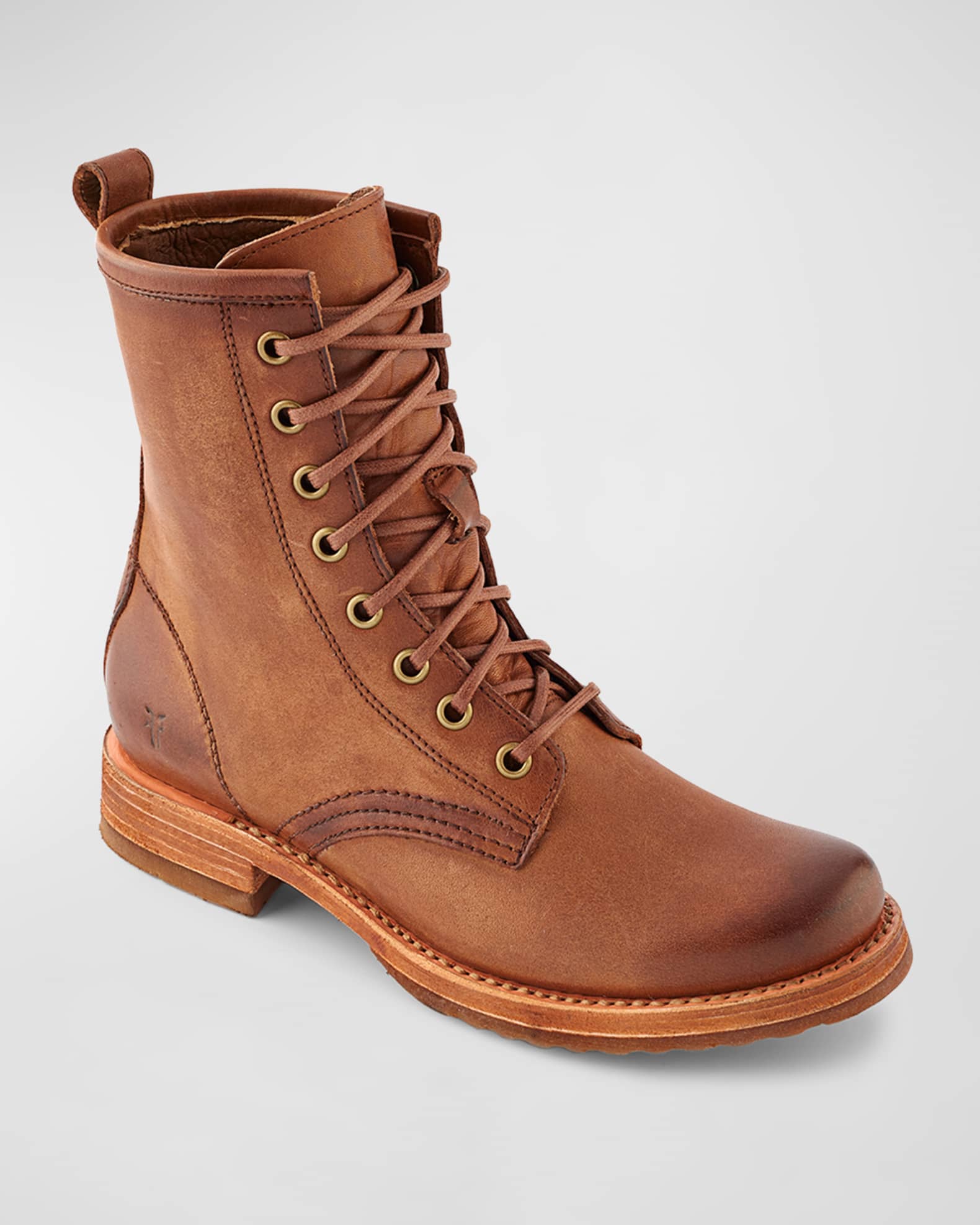 Frye Veronica Leather Combat Booties | Neiman Marcus