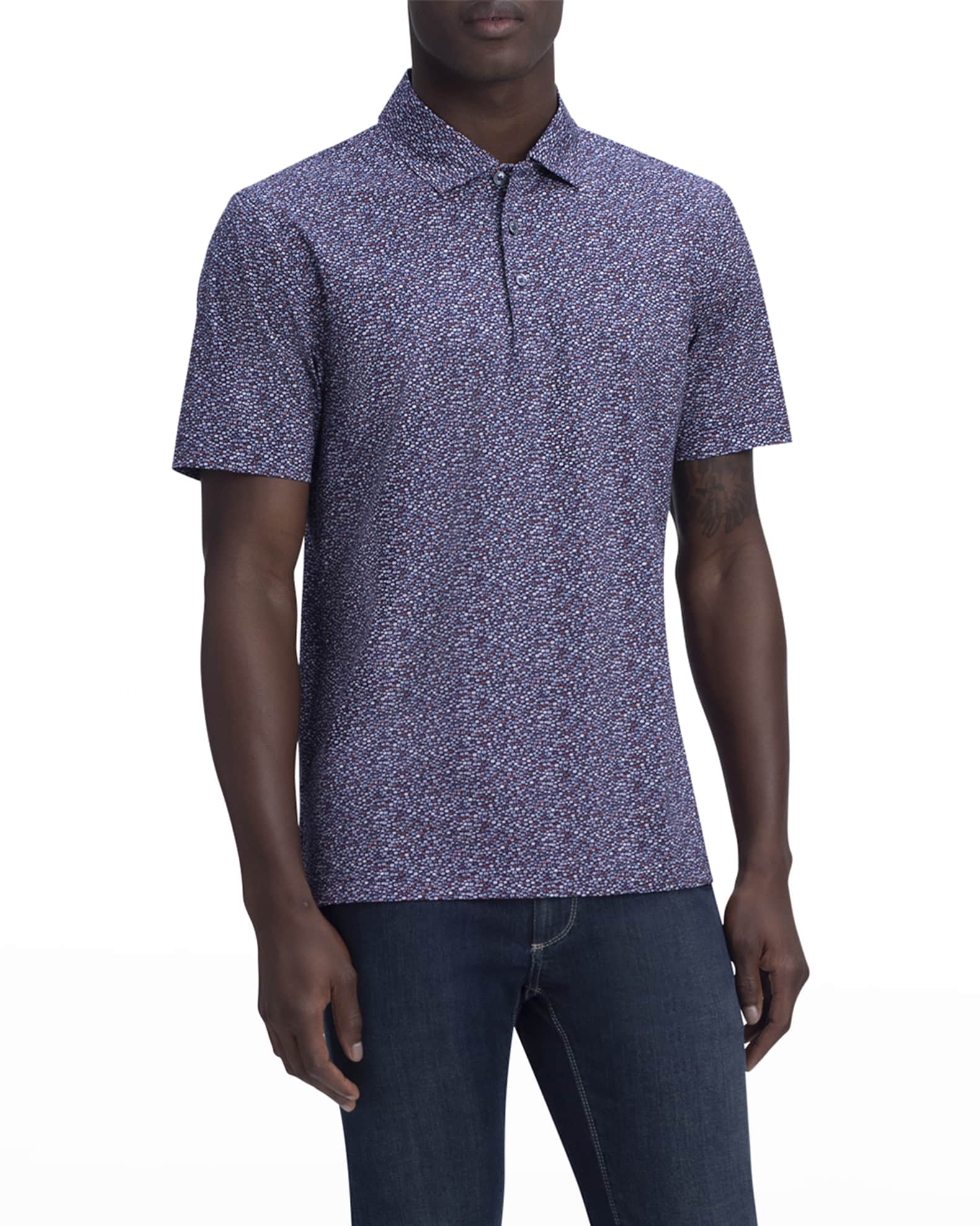 Bugatchi Men's Ooohcotton Tech Abstract Polo Shirt | Neiman Marcus