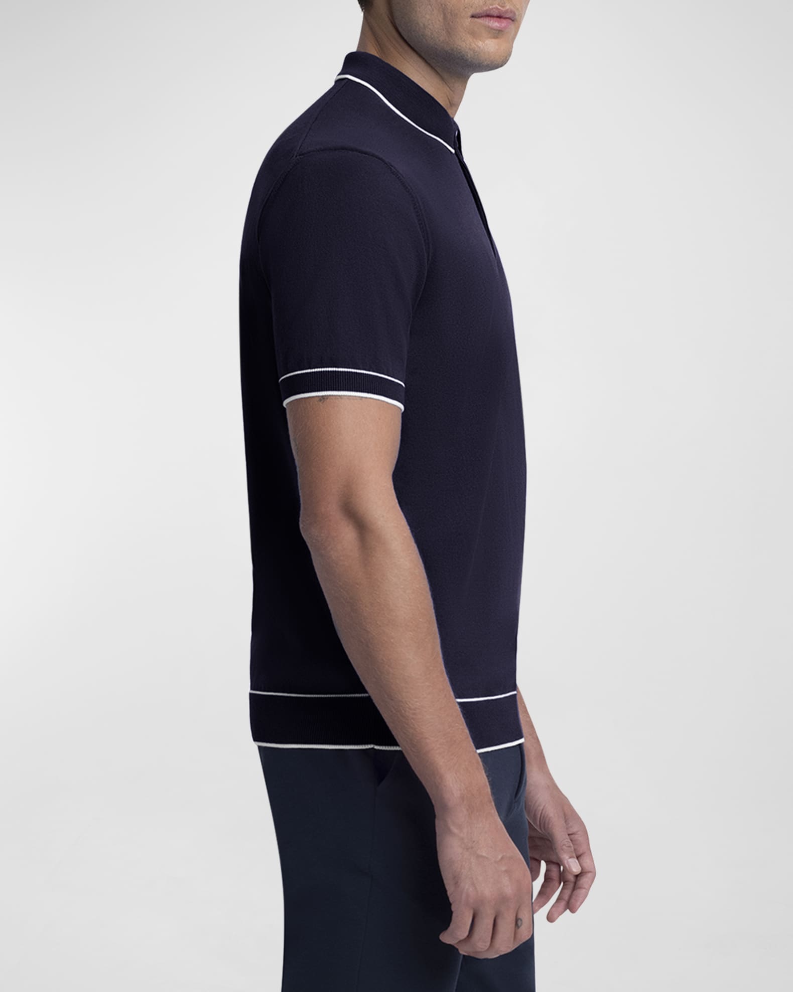 Bugatchi Men's Short-Sleeve Tipped Polo Sweater | Neiman Marcus