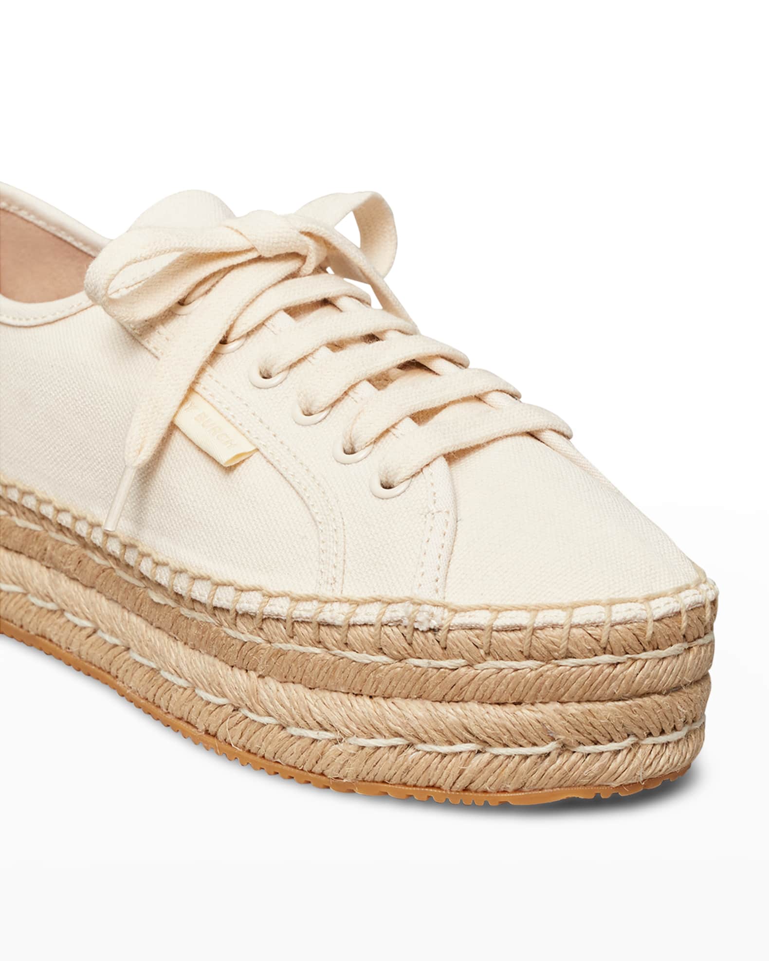 Tory Burch Seaside Cotton Lace-Up Oxford Espadrilles | Neiman Marcus