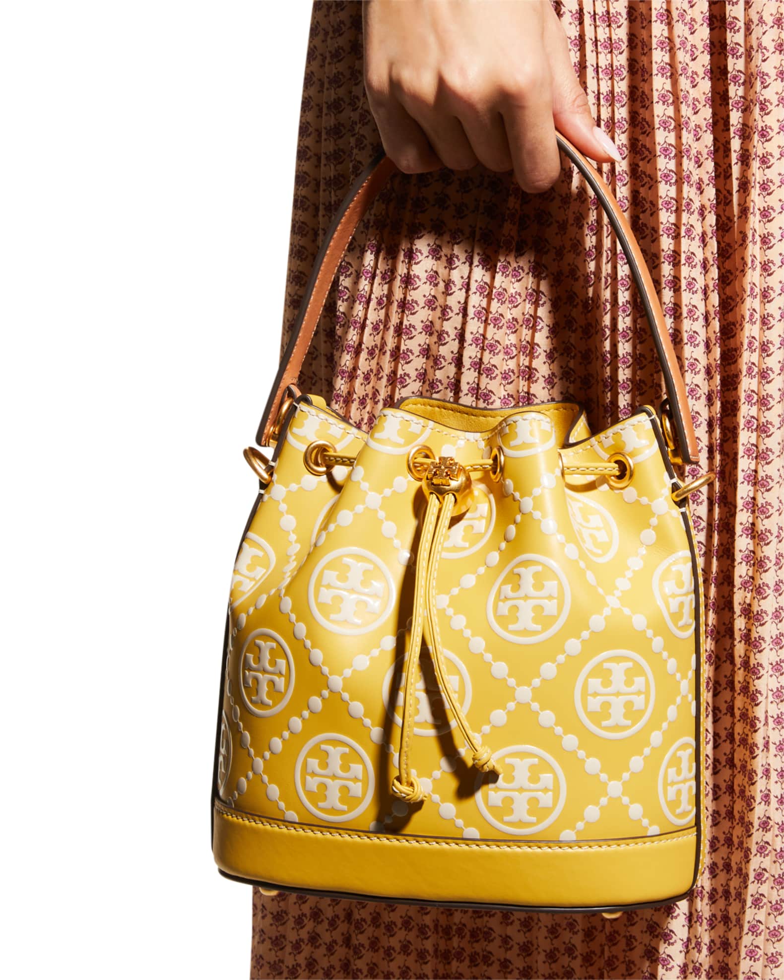 Tory Burch T Monogram Embossed Bucket Bag | Neiman Marcus