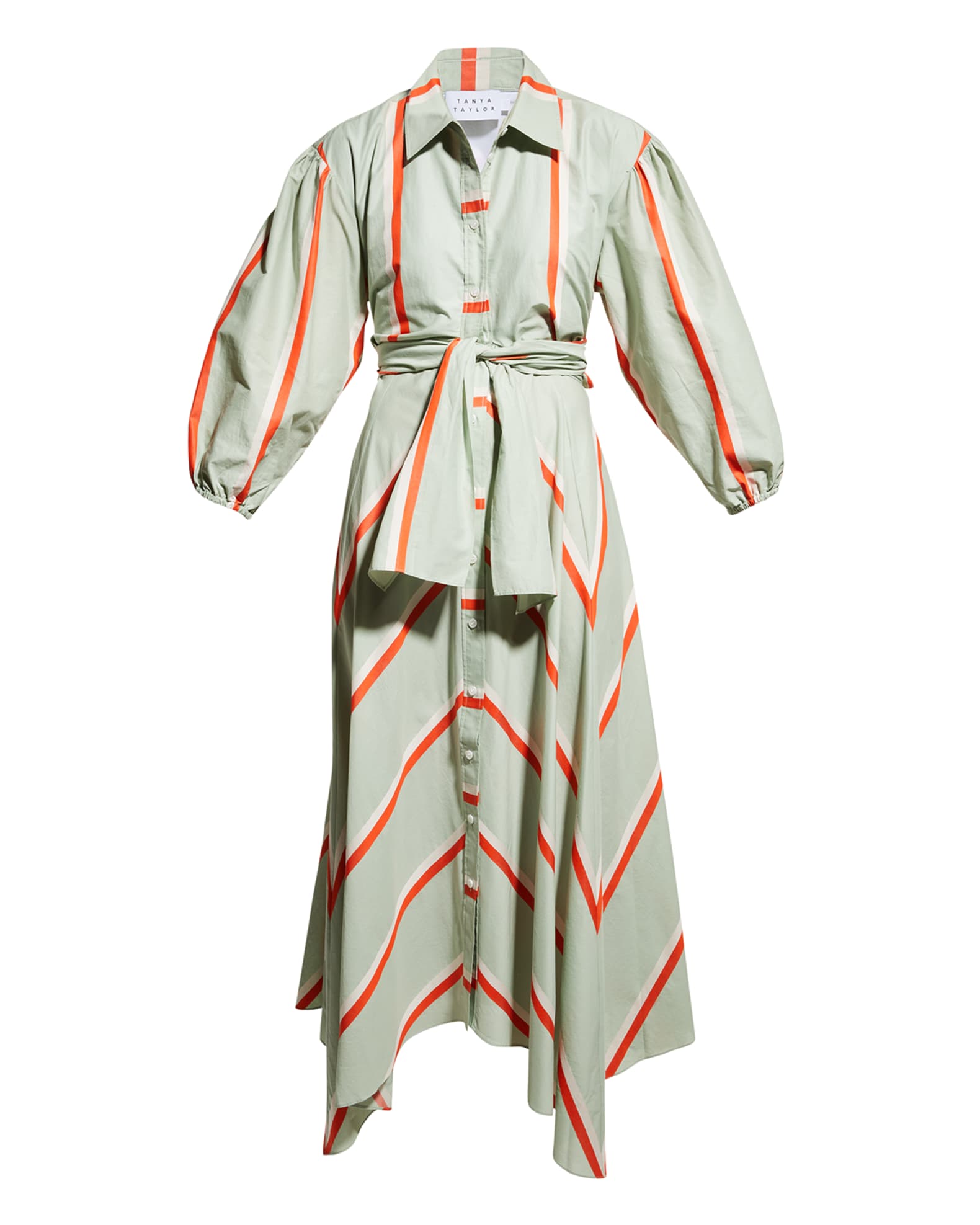 Tanya Taylor Azaria Striped Button-Front Midi Shirt Dress | Neiman Marcus