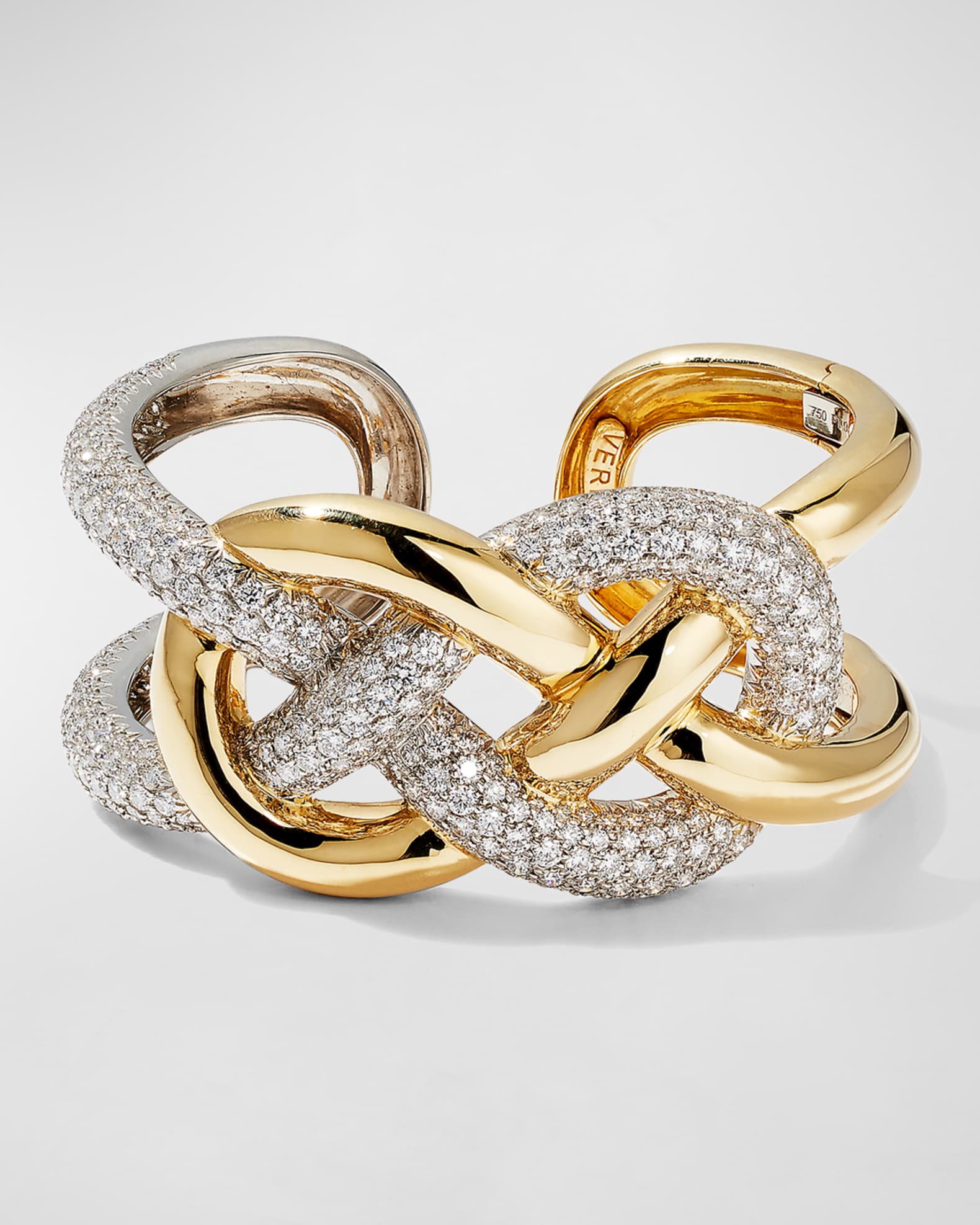 Verdura Yellow Gold and Platinum Diamond Infinity Knot Bracelet | Neiman Marcus