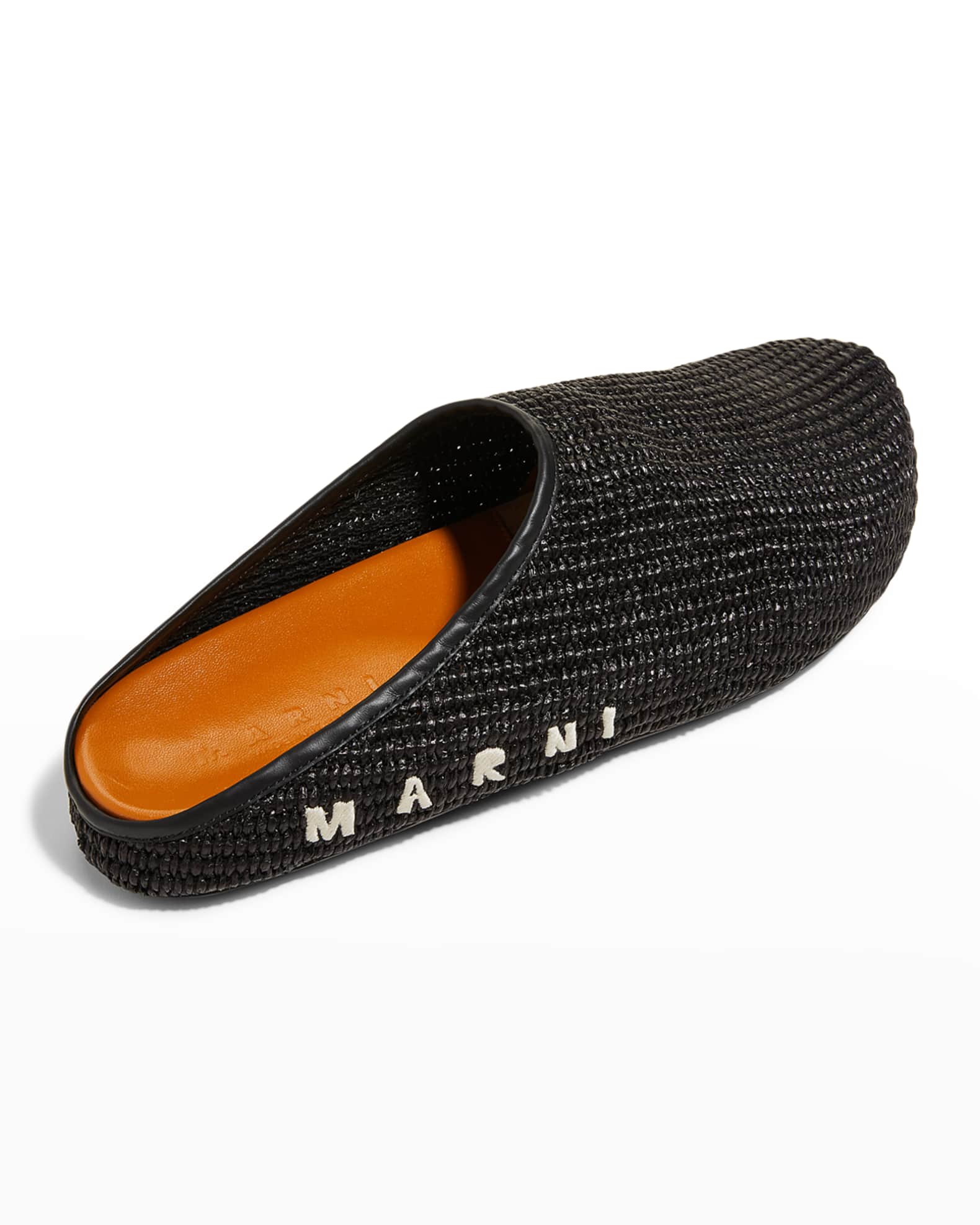 Marni Men's Sabot Raffia Mule Slides | Neiman Marcus