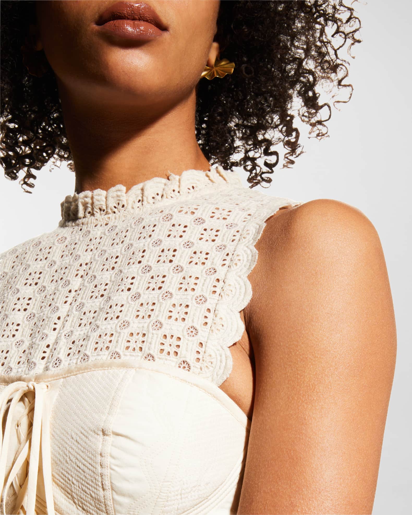 Ulla Johnson Sabrina Lace High Neck A-Line Mini Dress | Neiman Marcus