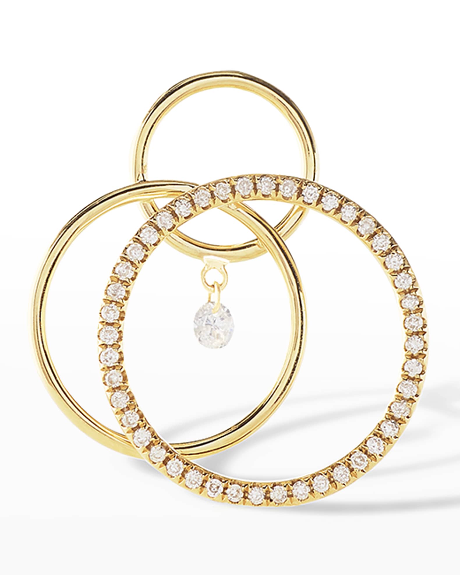 Persee Tourbillon Three Interlock Circle and Diamond Earring, Single ...