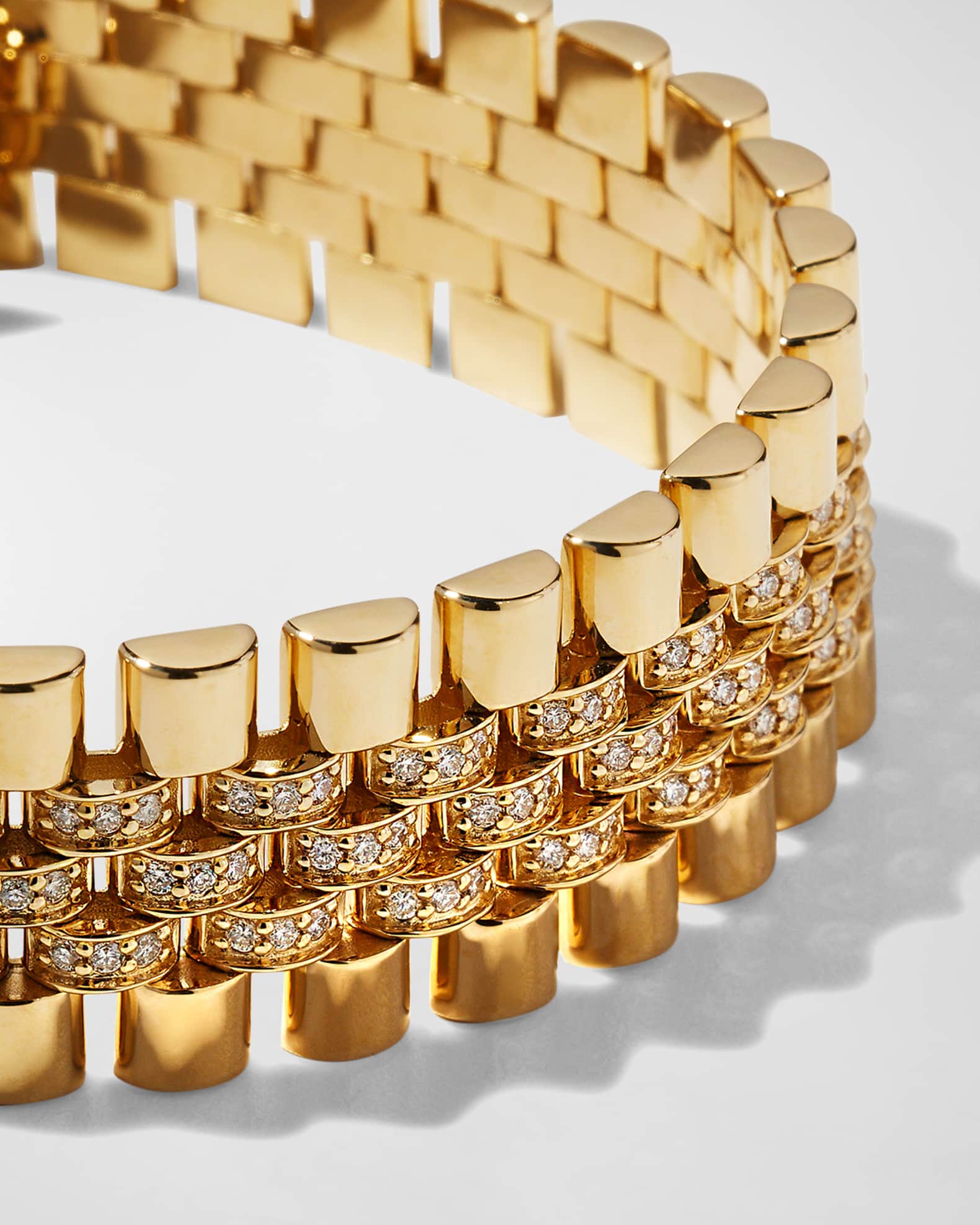 Heera Moti Yellow Gold 5-Row Center Pave Diamond Bracelet | Neiman Marcus