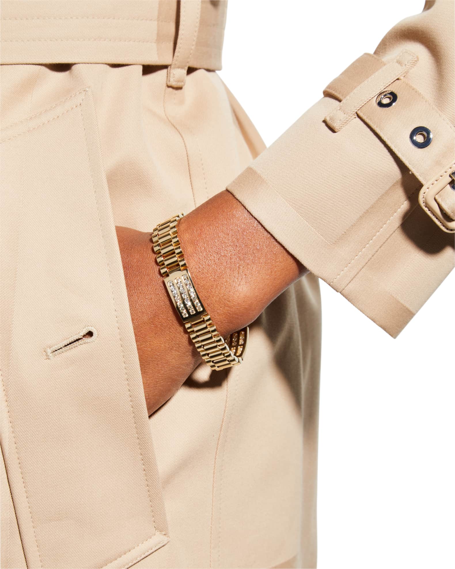 Heera Moti Yellow Gold 63-Round Diamond 3-Section Bracelet | Neiman Marcus