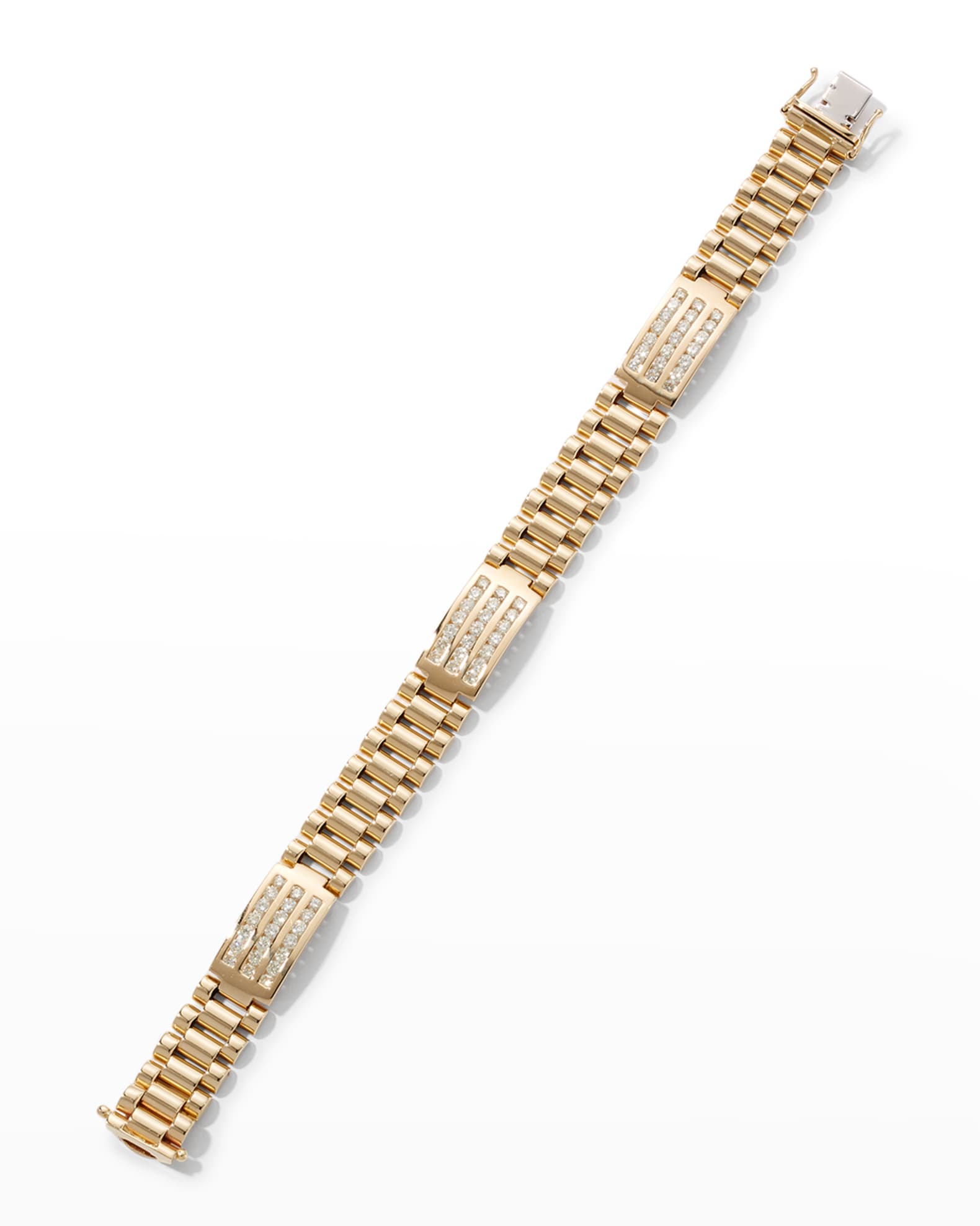 Heera Moti Yellow Gold 63-Round Diamond 3-Section Bracelet | Neiman Marcus