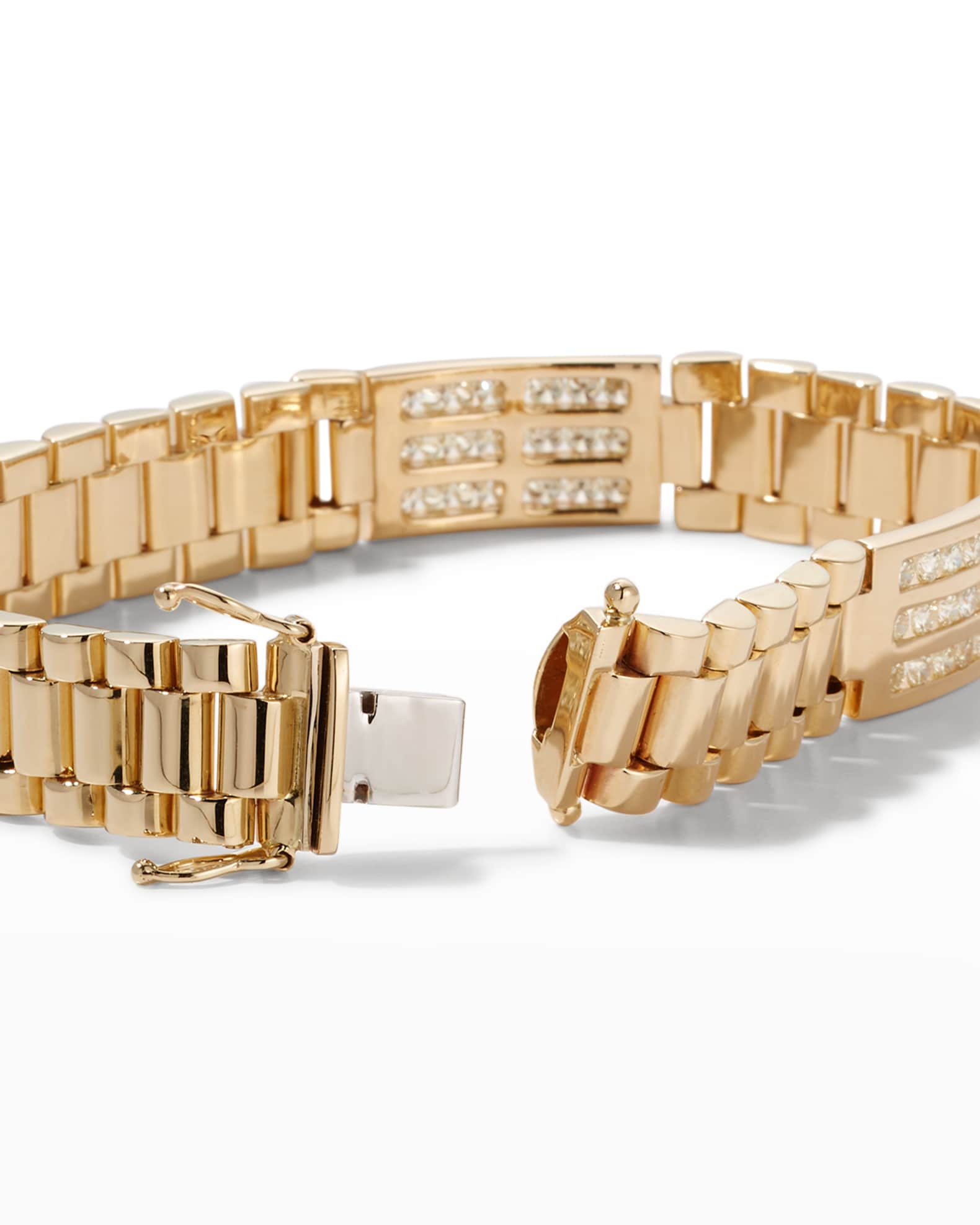 Heera Moti Yellow Gold 63-Round Diamond 3-Section Bracelet | Neiman Marcus
