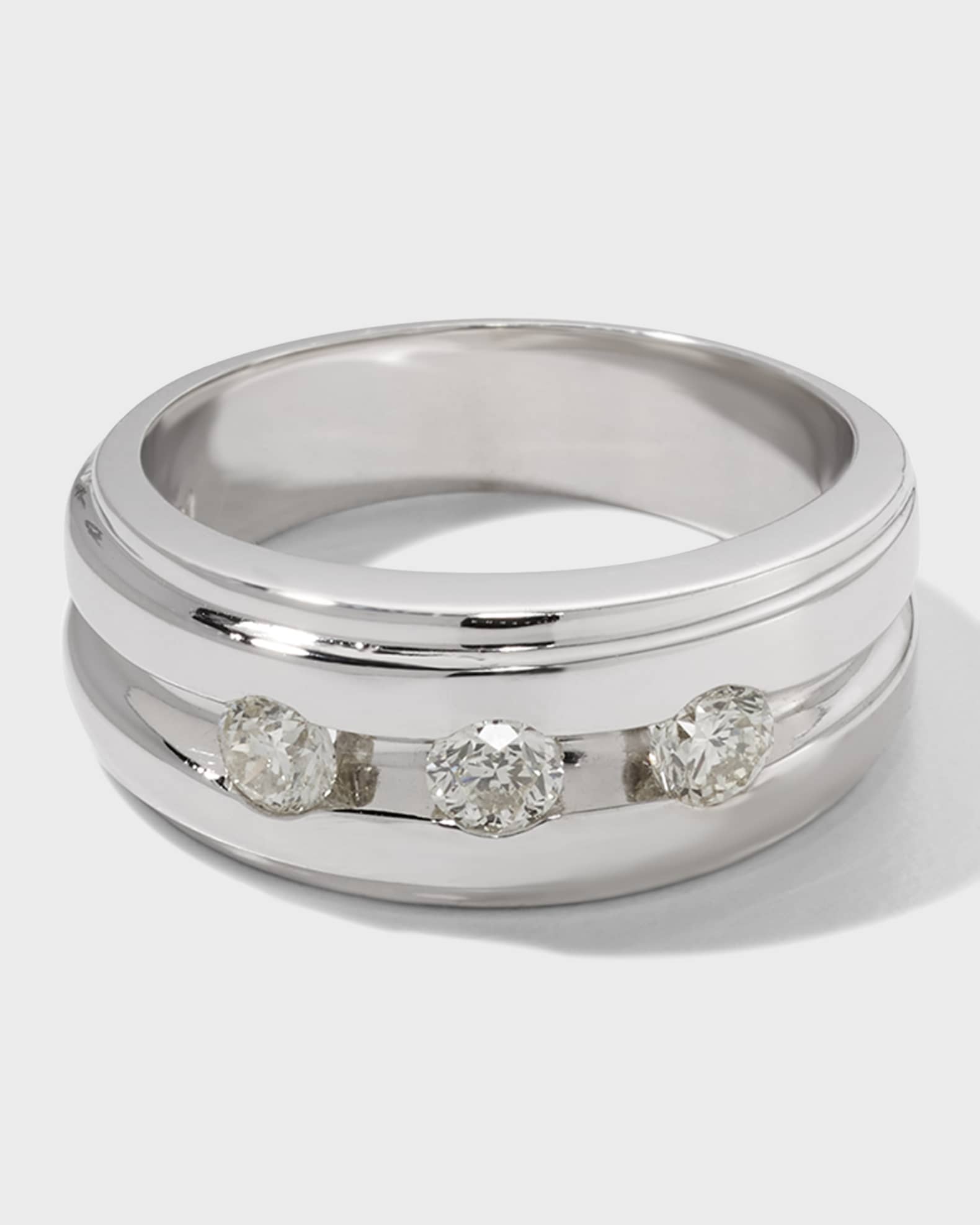 Heera Moti White Gold 3-Round Diamond Polish Ring | Neiman Marcus
