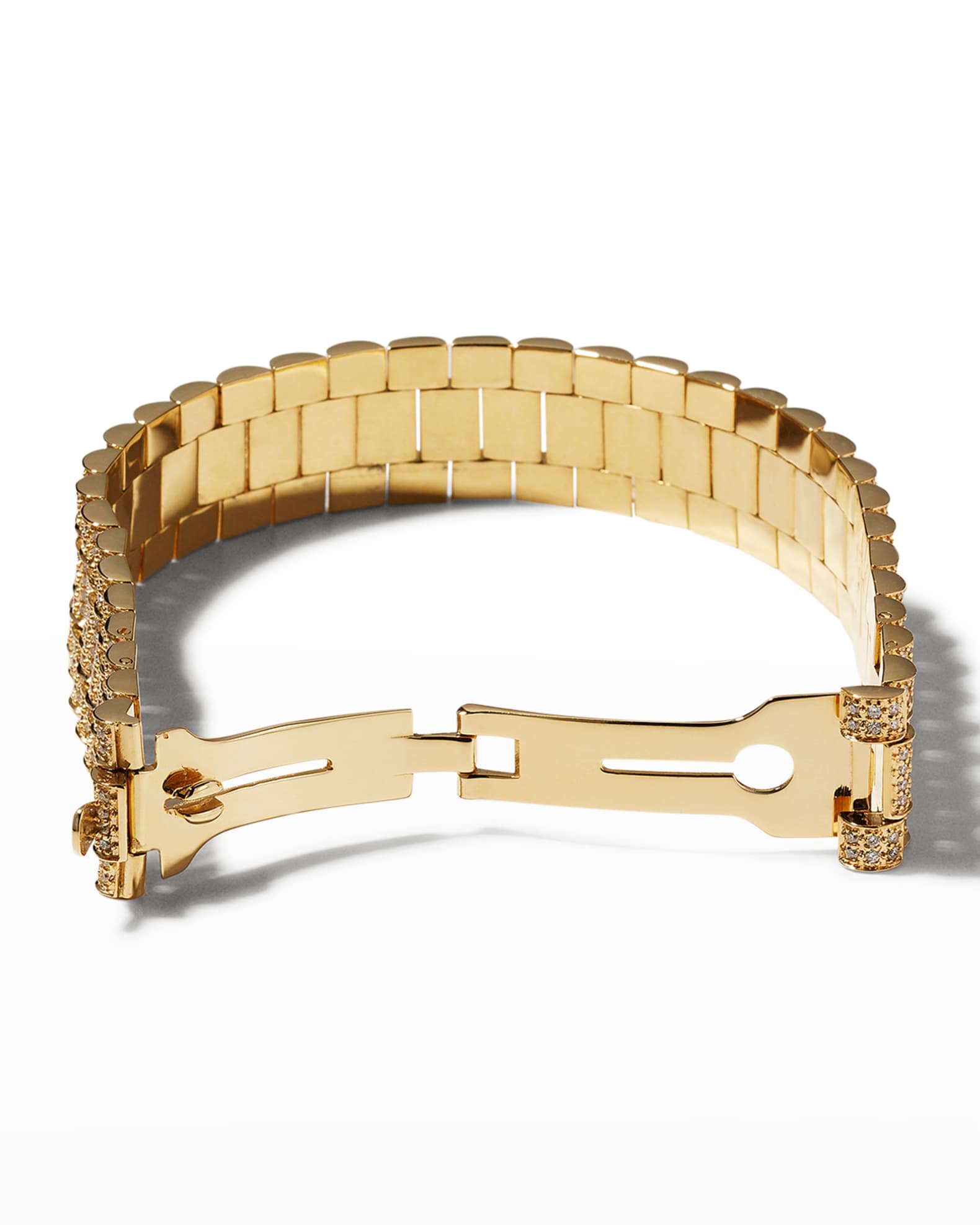 Heera Moti Yellow Gold 3-Row Pave Diamond Link Bracelet | Neiman Marcus