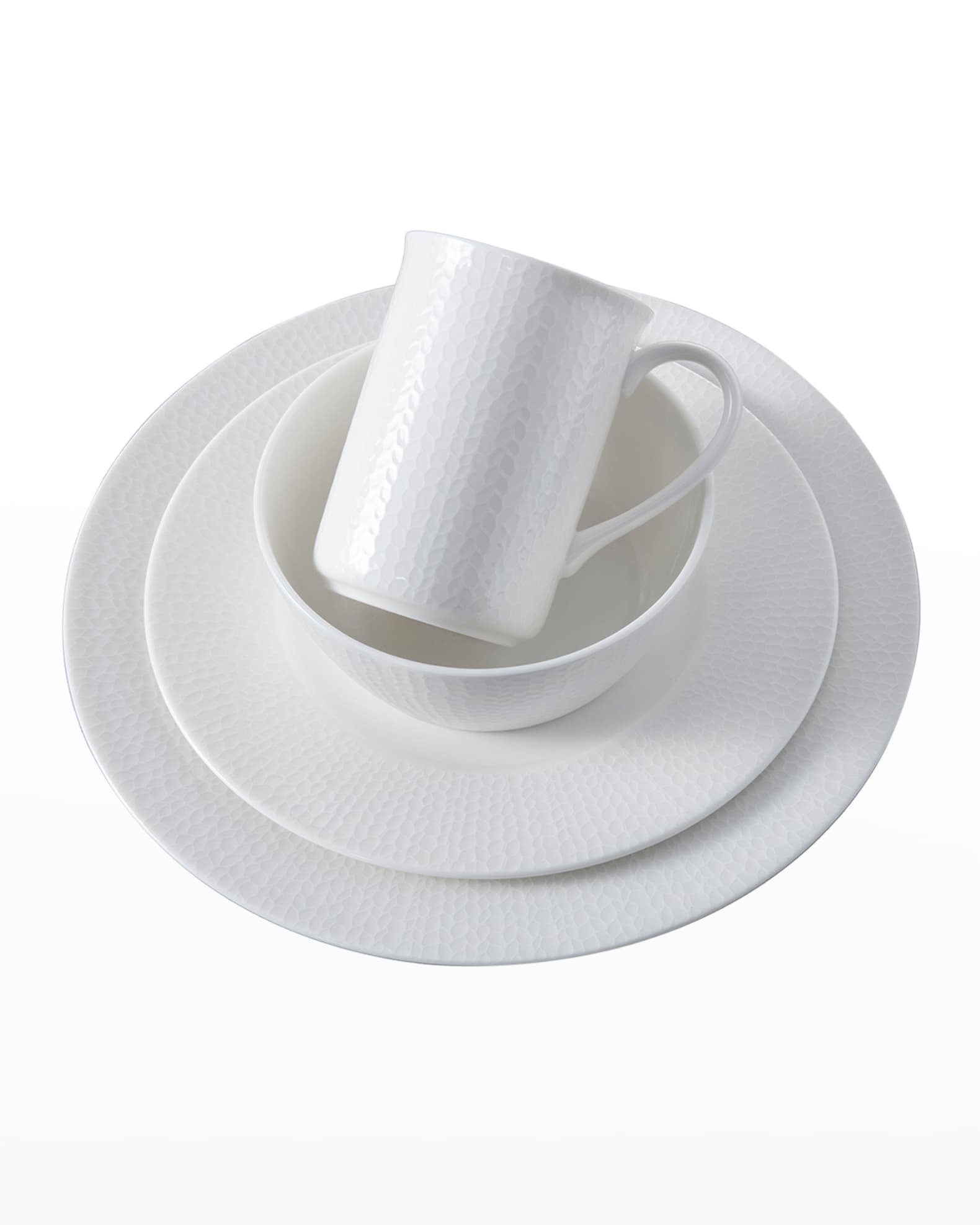 Fortessa 16-Piece Amanda White Embossed Dinnerware Set | Neiman Marcus