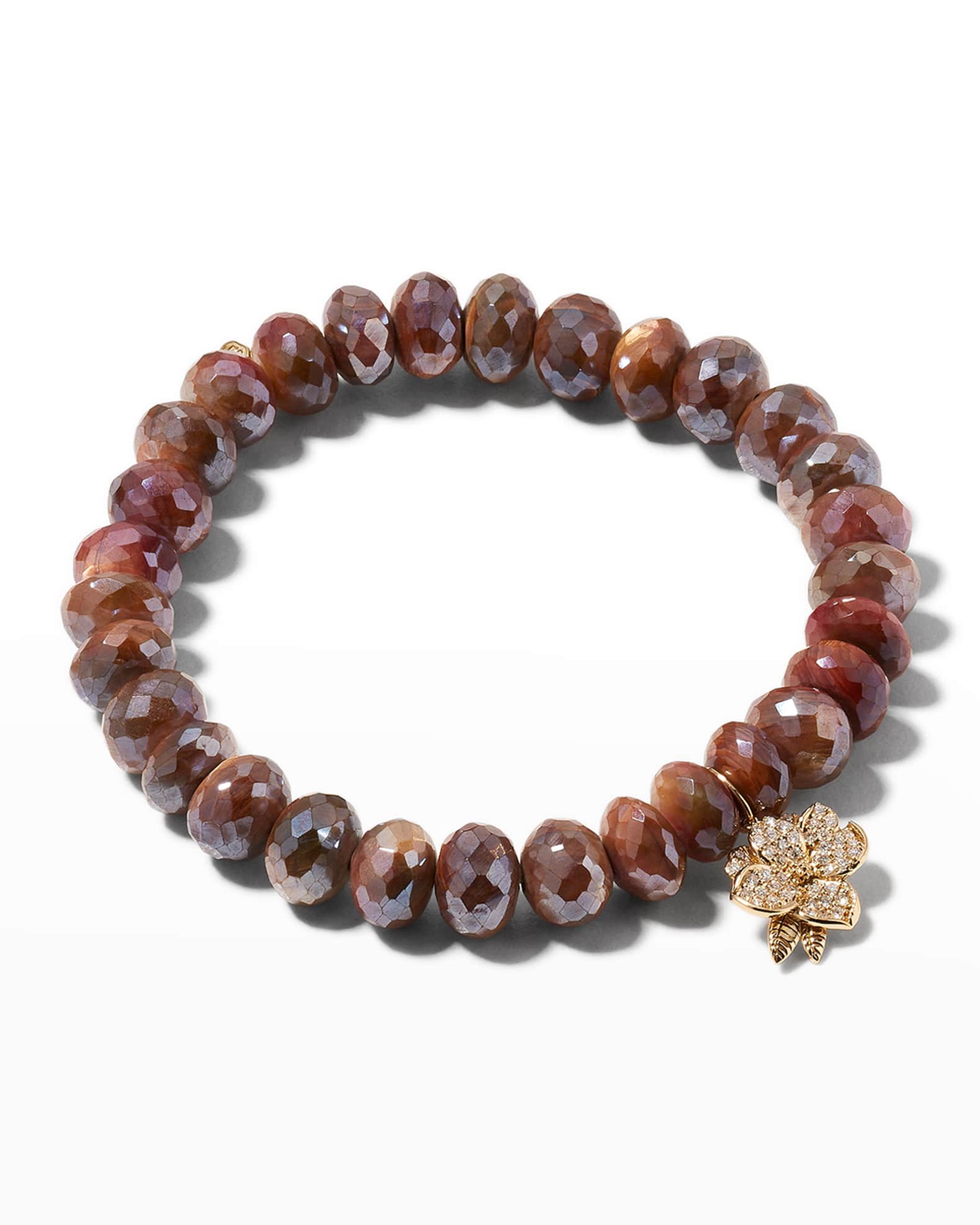 Sydney Evan 8mm Coated Multi-Dark Moonstone Bracelet With Magnolia ...