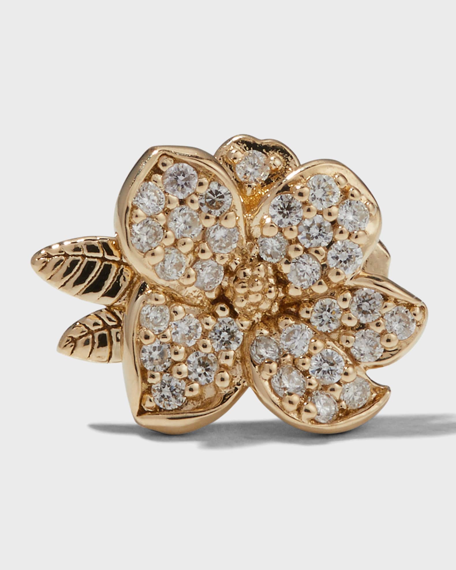 Sydney Evan Magnolia Diamond Flower Stud Single Earring | Neiman Marcus